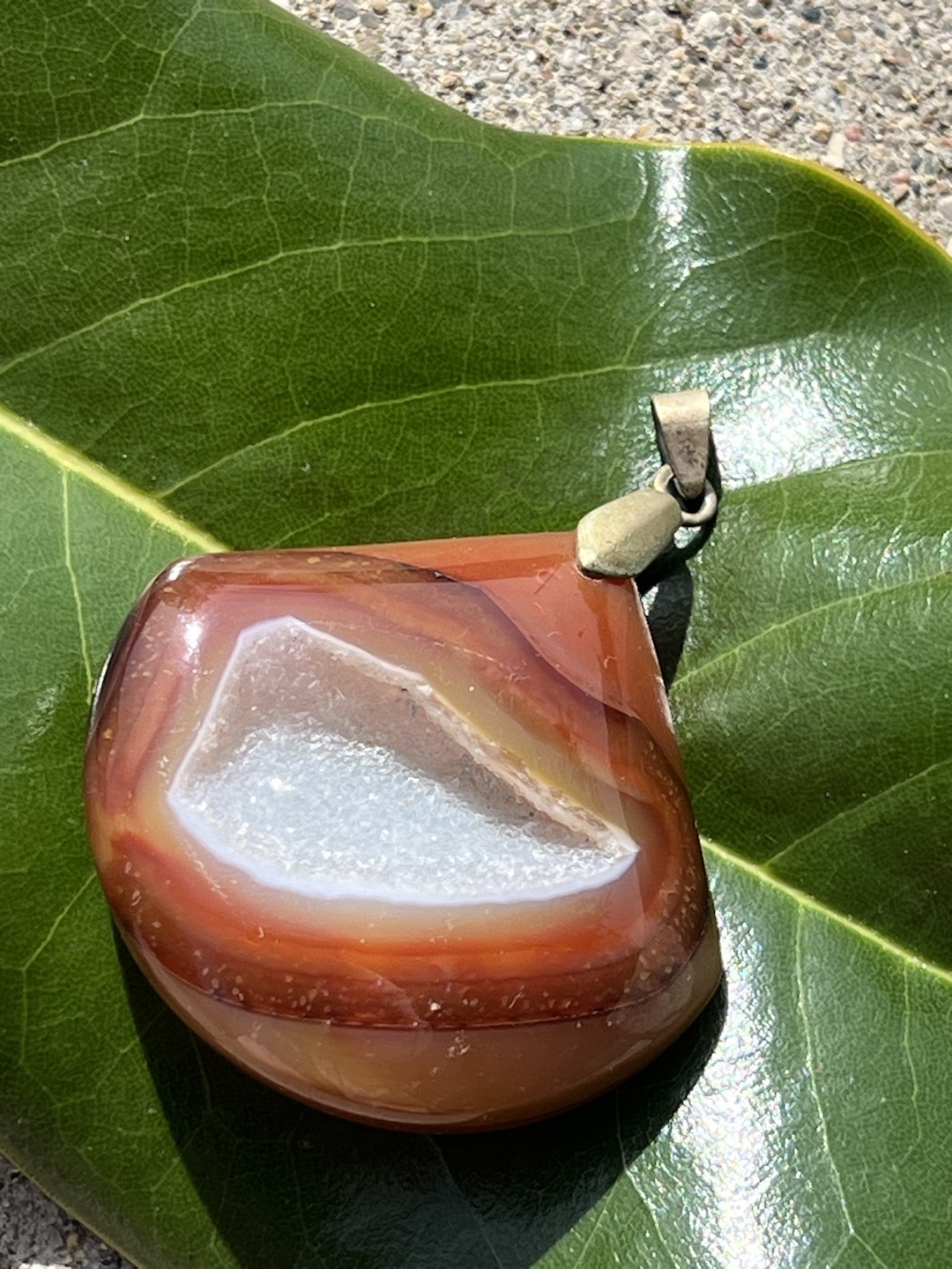 Simply Stunning Crimson Red Agate Blanched Druzy Quartz Geode Pendant