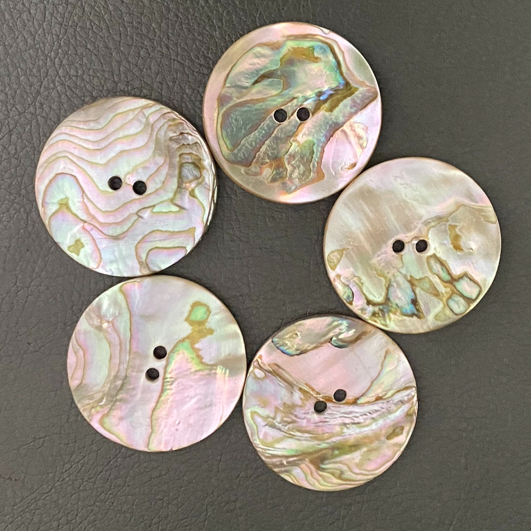 5 Large Vintage Abalone Buttons, Natural Mother of Pearl for Sewing ...