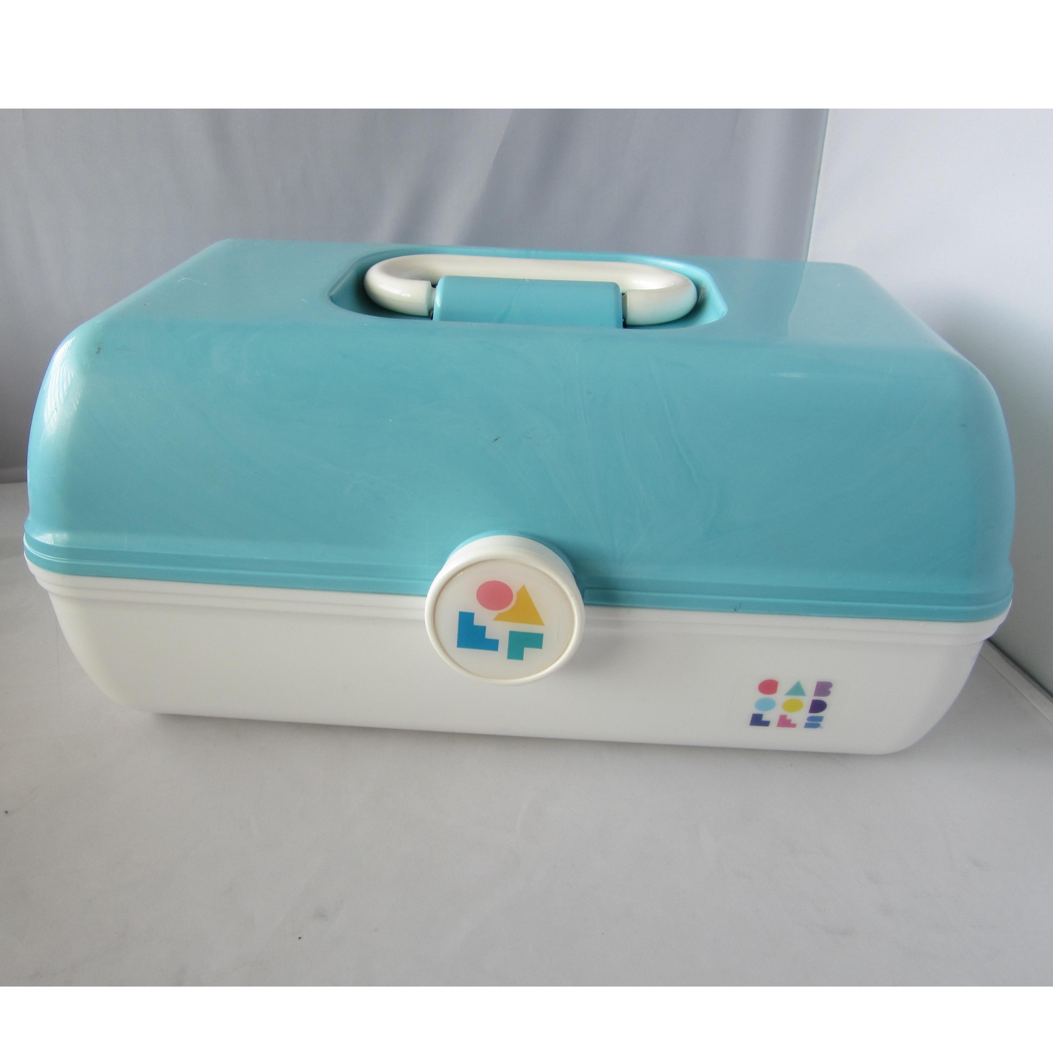#08 Vintage Caboodles Blue White Tiered Makeup Travel Case Model 5626 ...