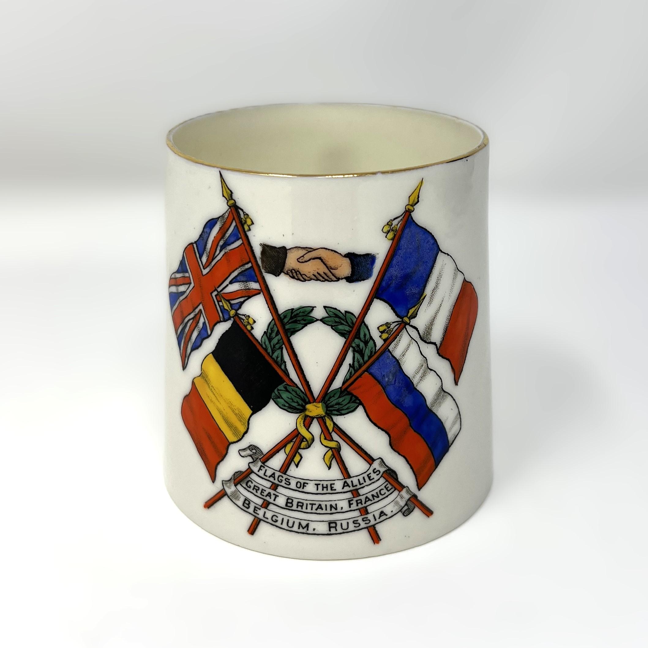 Antique WH Goss WWI "Flags of the Allies" Commemorative Crested Bone ...
