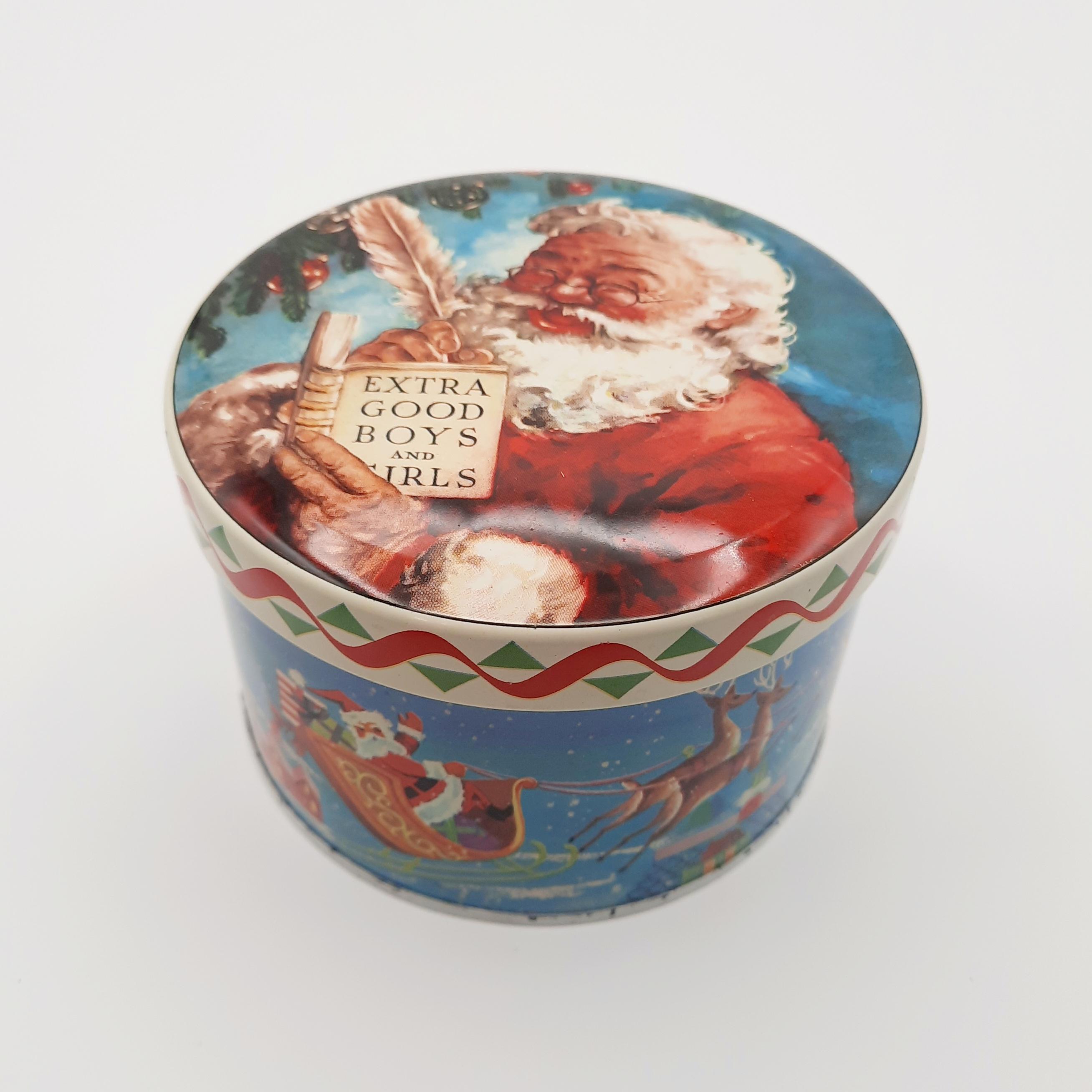 Vintage Daher Christmas Santa Reindeer Tin