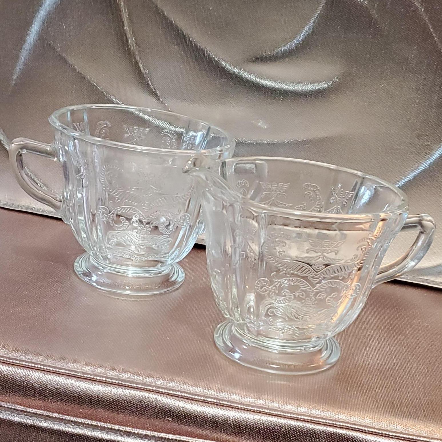 Vintage Indiana Glass Recollection Cream And Sugar Set With Box