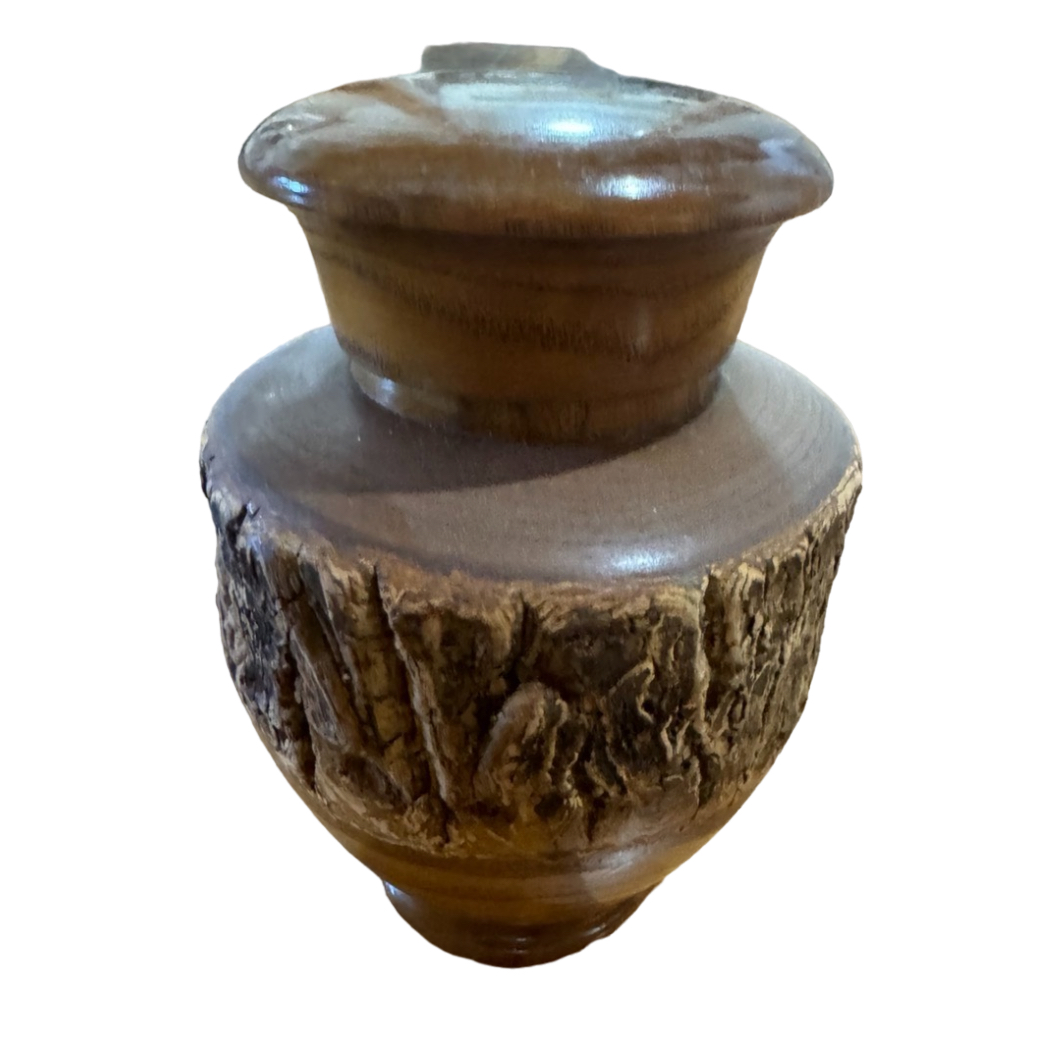 Hand Carved Wooden Ginger Jar