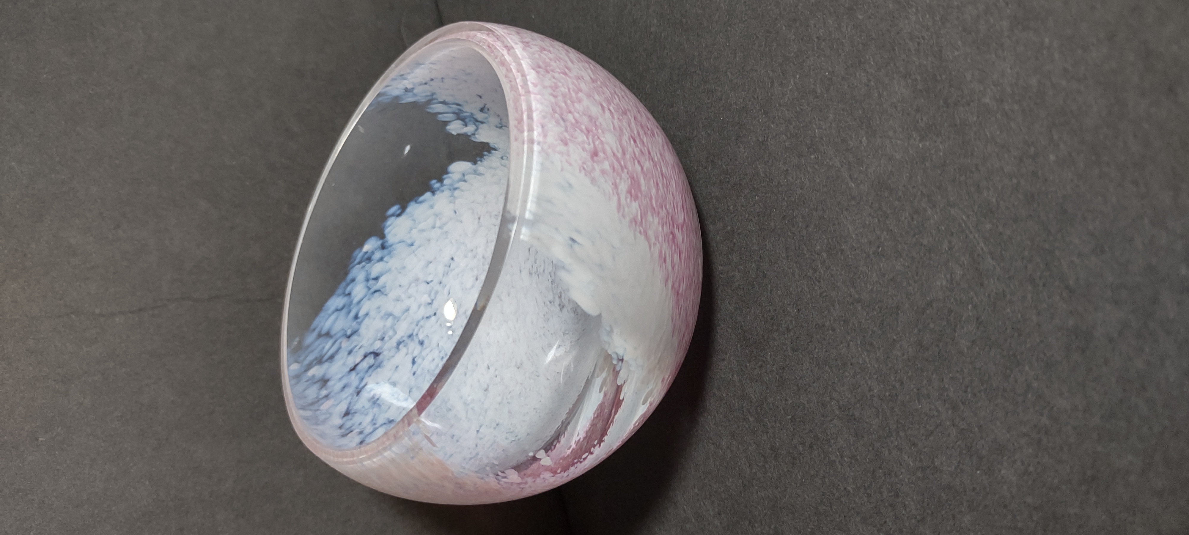 Caithness Half Moon Bowl Pink White Beautiful & Heavy