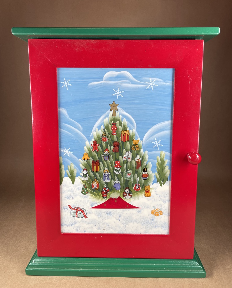 Thomas Pacconi Advent Calendar Christmas Wooden Box with 24 Glass Ornaments
