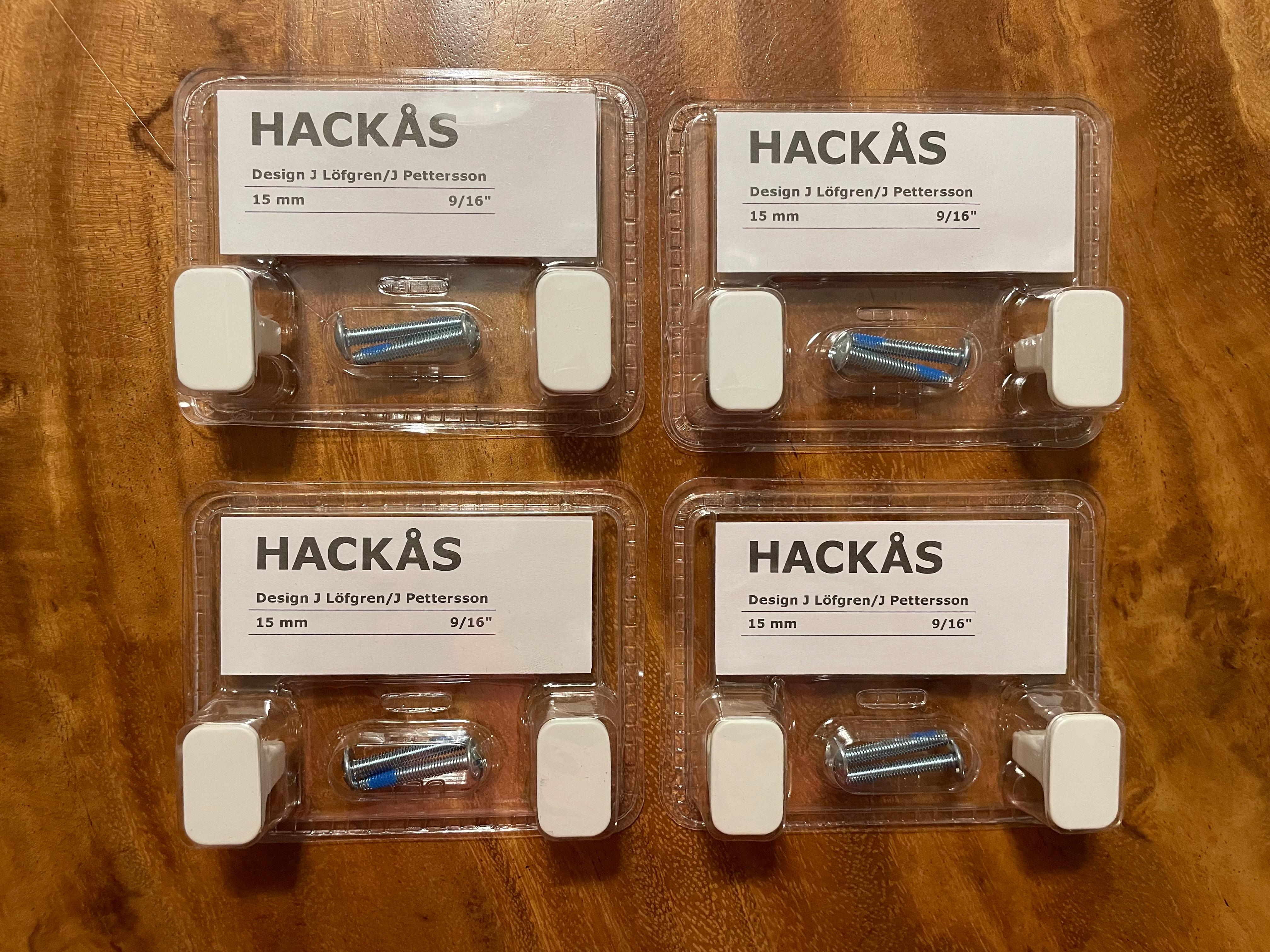 IKEA HACKAS 604.086.85 Knob White 9/16" Lot of 4 New Sealed
