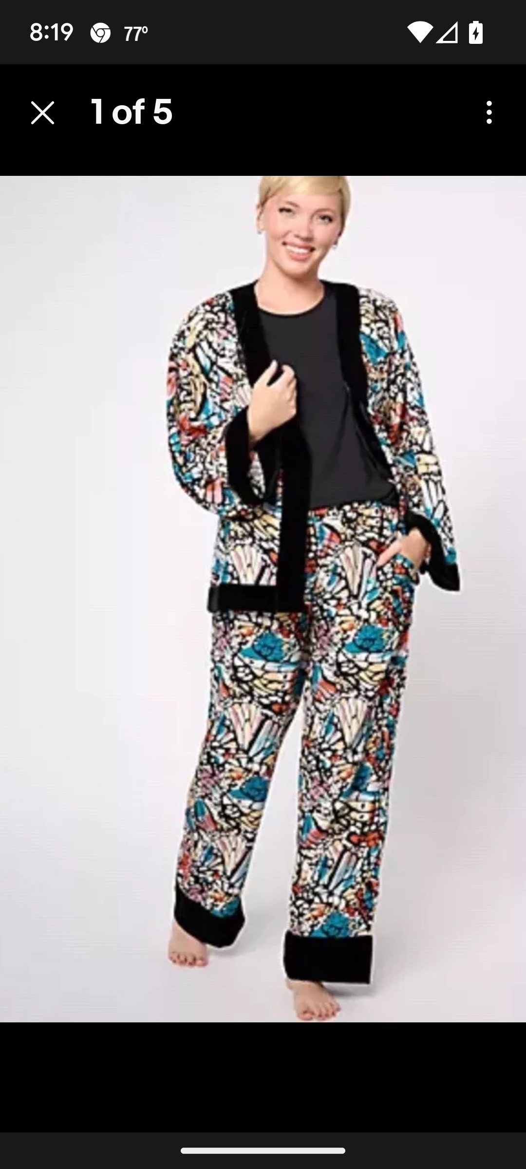 Tolani Collection Analia Two Piece Sleep Set w Velvet Trim Black ...