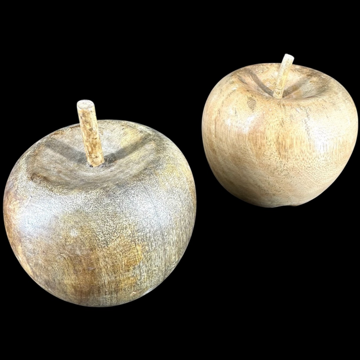 Pair Decorative Two Wooden Apples