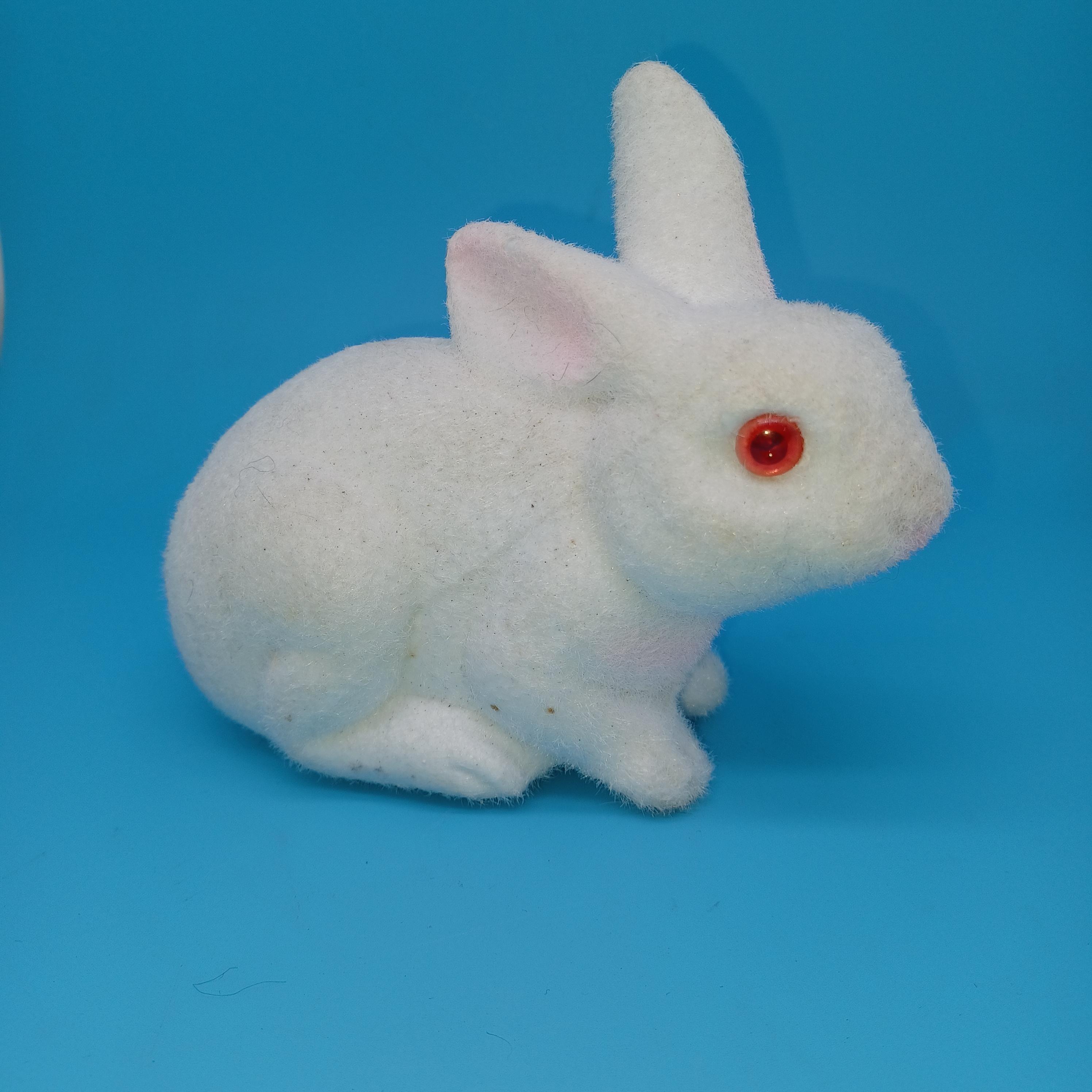 VTG Flocked Bunny Rabbit Coin Bank w/ Stopper Figurine Easter Bunny ...