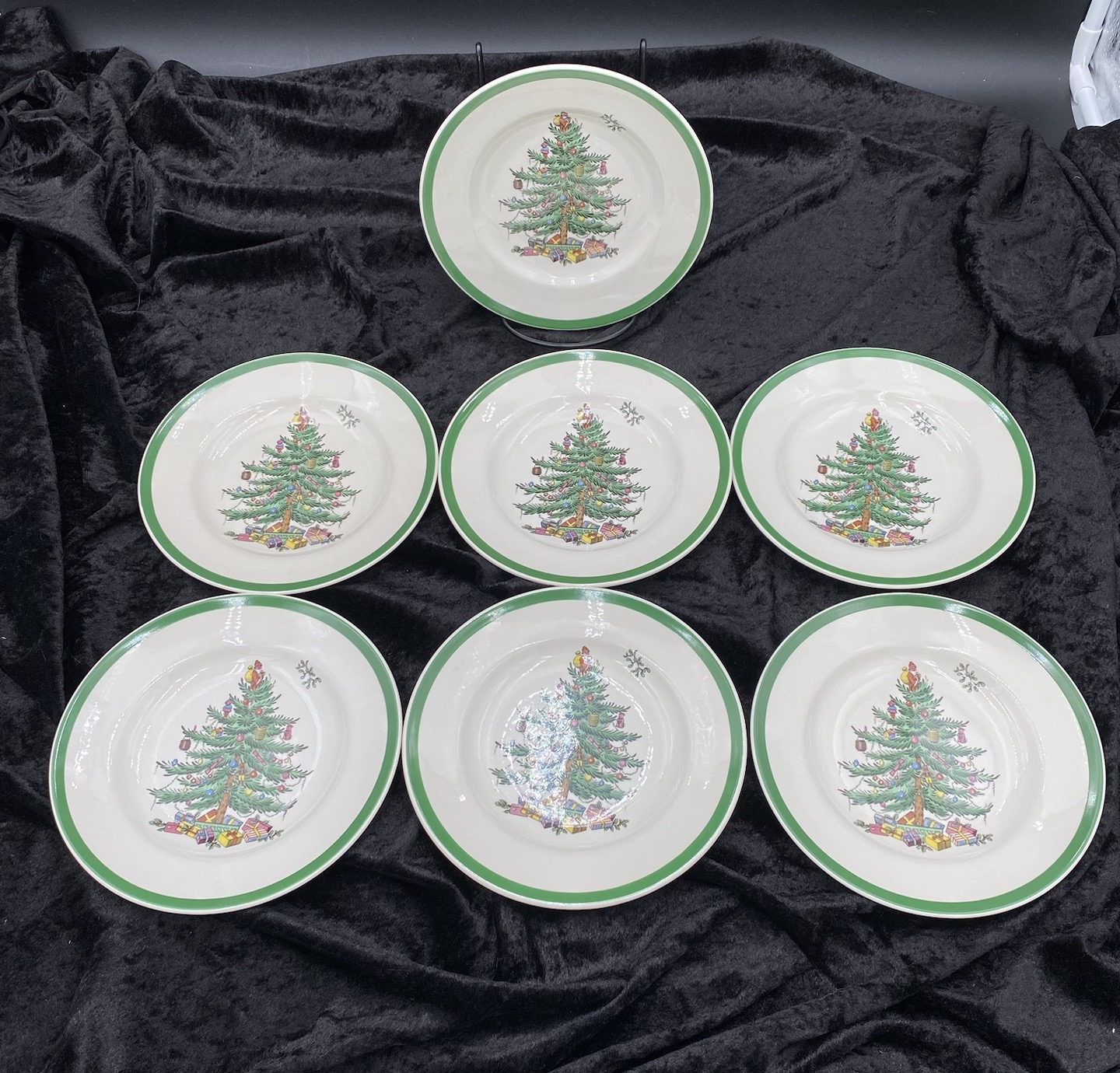 Set of 7 - Vintage Spode Christmas Tree Bread and Butter Plates, 6.5 ...