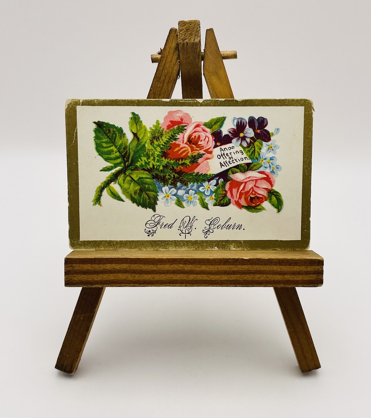 Antique Calling Card, Fred W. Coburn, “An Offering of Affection”