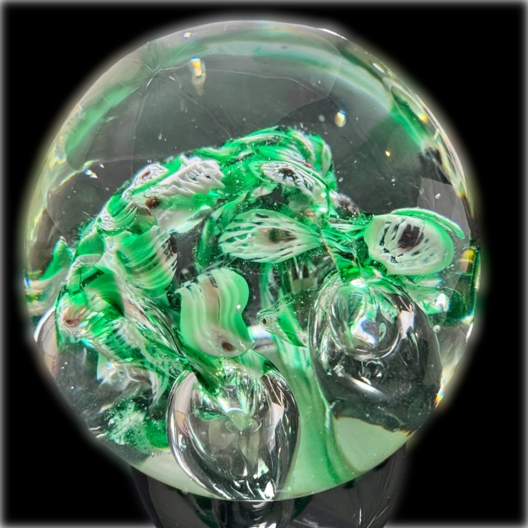 Art Glass Controlled Bubble Stretch Millefiore Paperweight