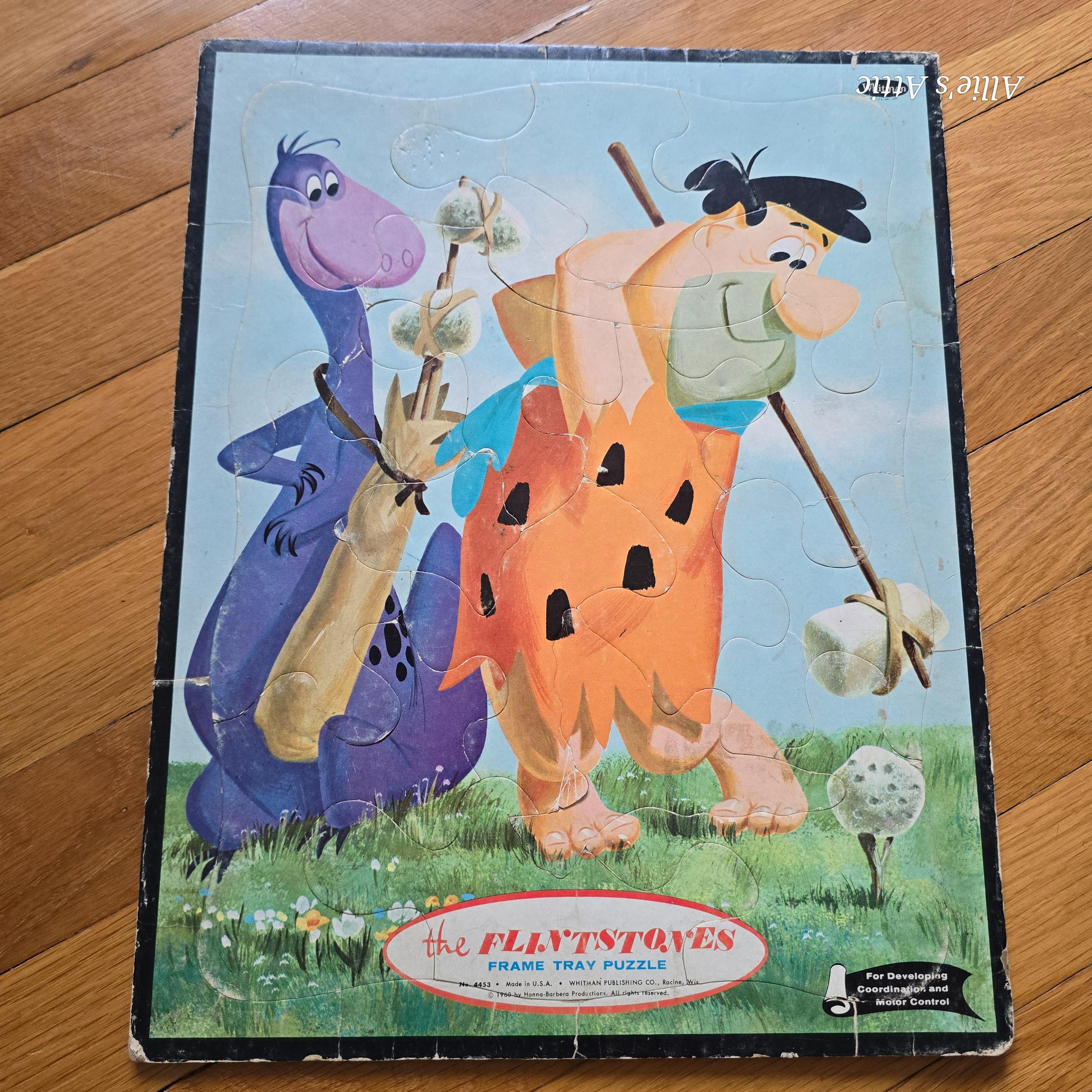 1952 Vintage Flintstones Kids Frame Tray Puzzle Whitman Fred Dino Golf ...