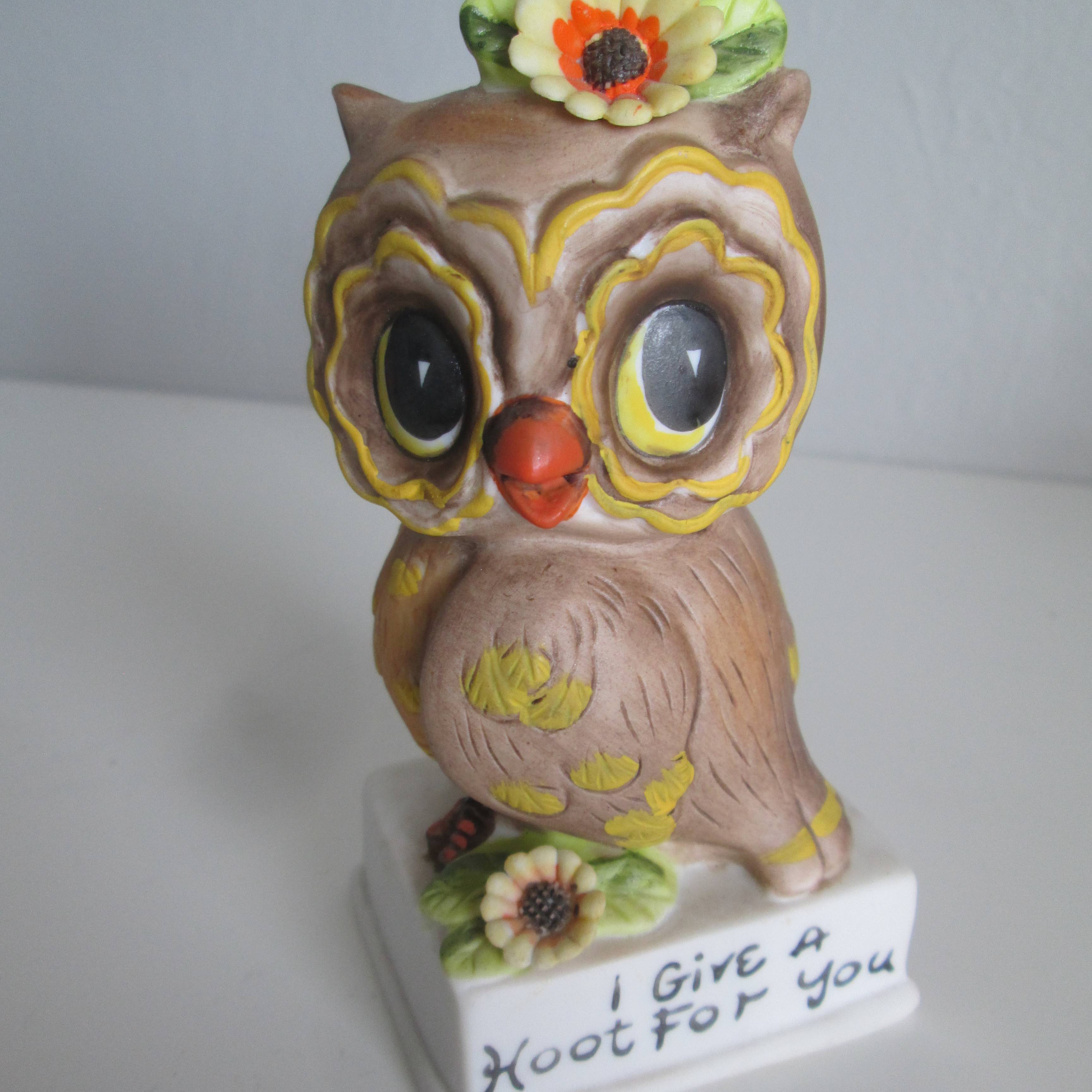 #01 - Joseph Originals Owl Figurine "I give a hoot for you" 1970's