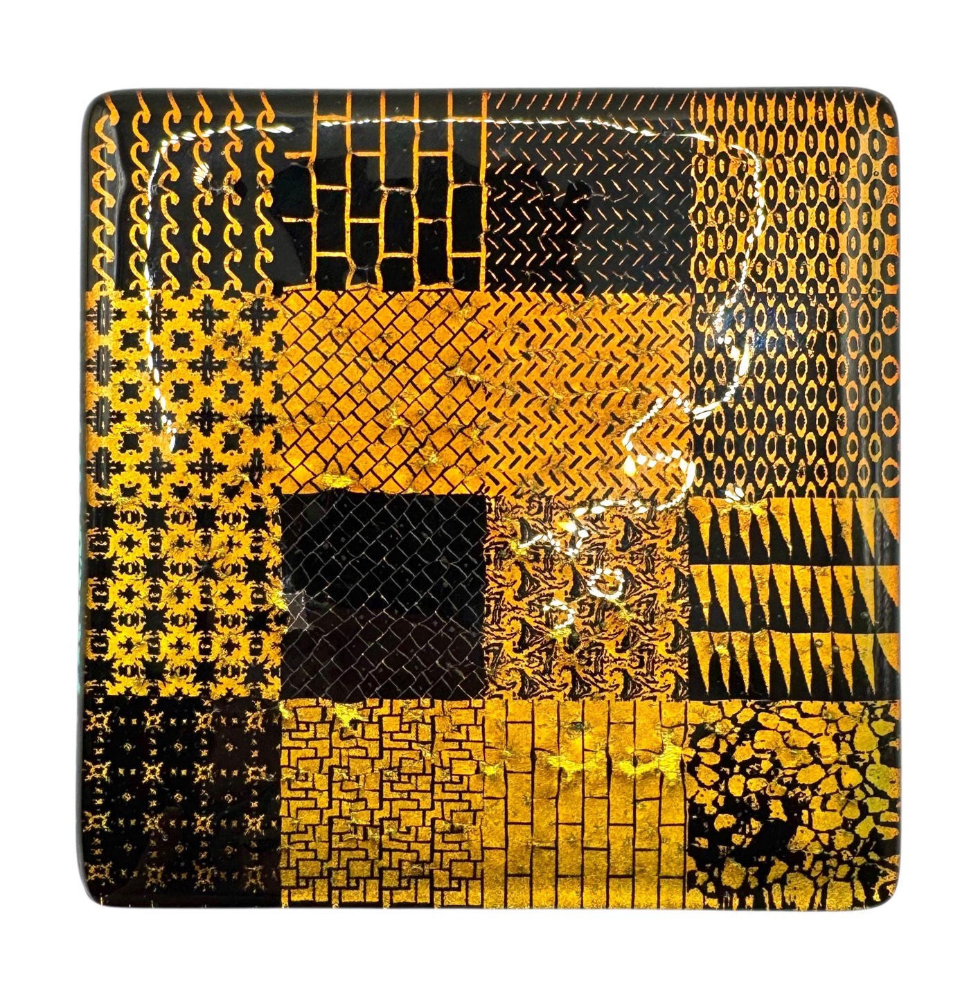 Fused Dichroic Art Glass Coaster Tile Glasshopper Patterns Sales Sample ...