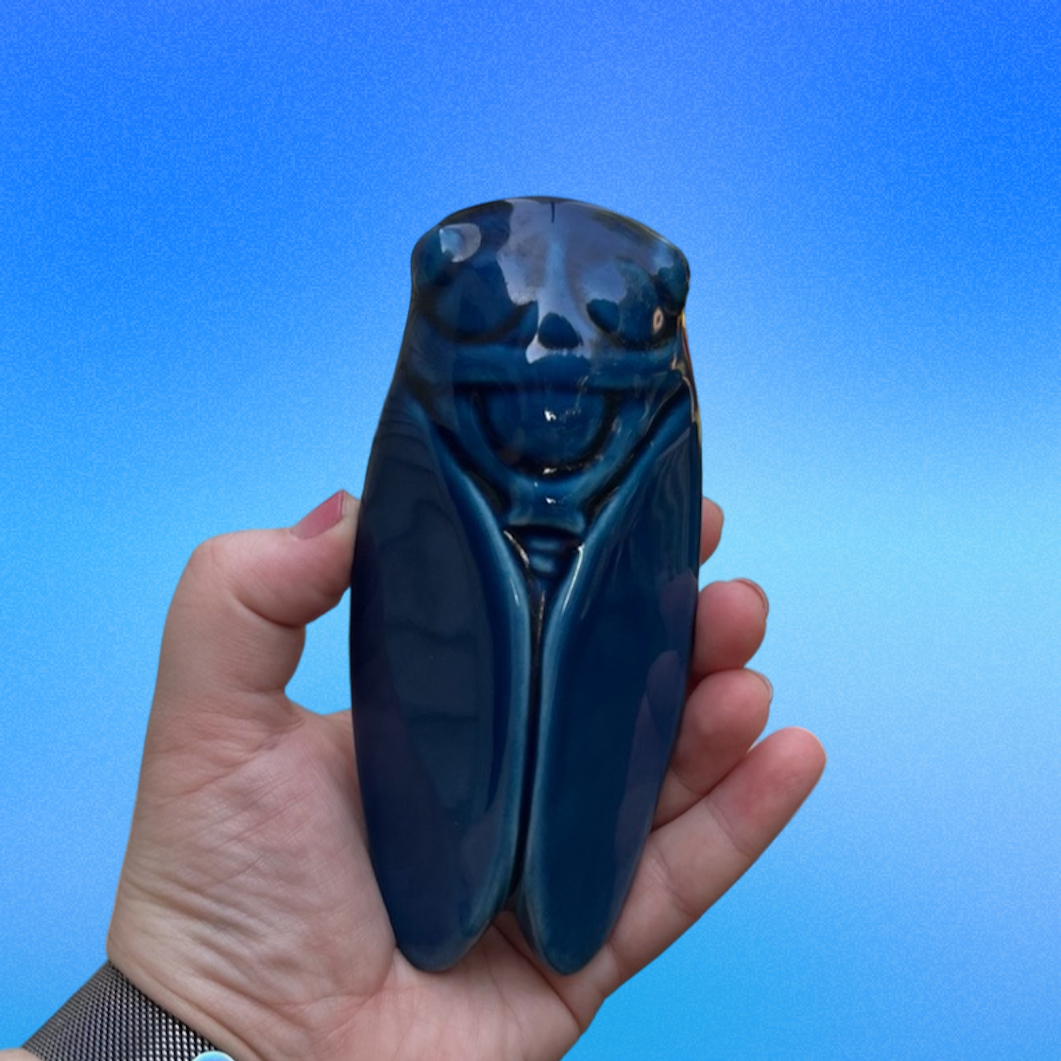 BLUE 5” Provence Ceramic Cicada Wall Pocket