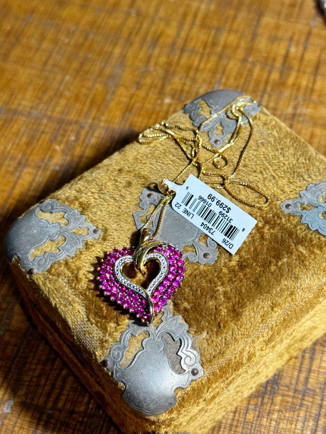 #01 - Sterling Silver Ruby Heart Necklace 18”