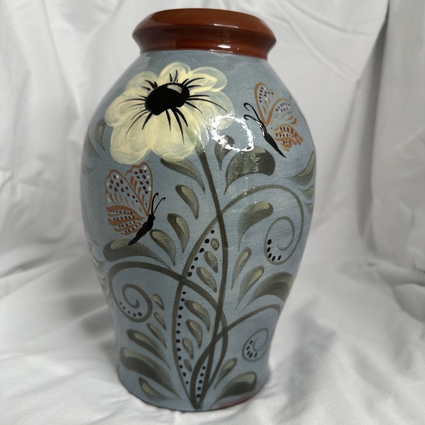 VTG RARE Eldreth Redware Pottery Signed 2004 KMC Vase Crock Folk Art