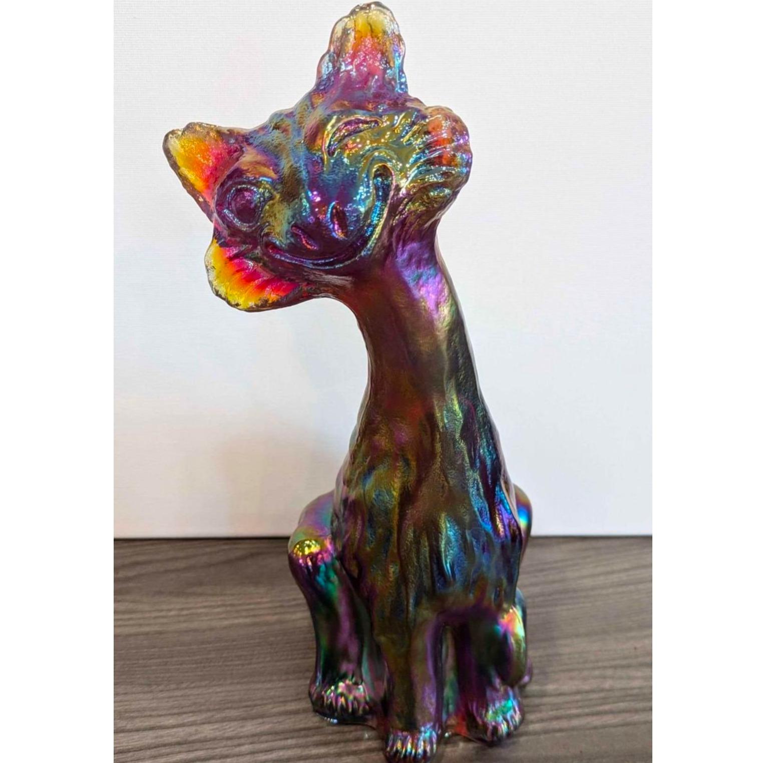 Vintage Fenton Red Carnival Glass Alley Cat Sticker Stamp 11" Mint