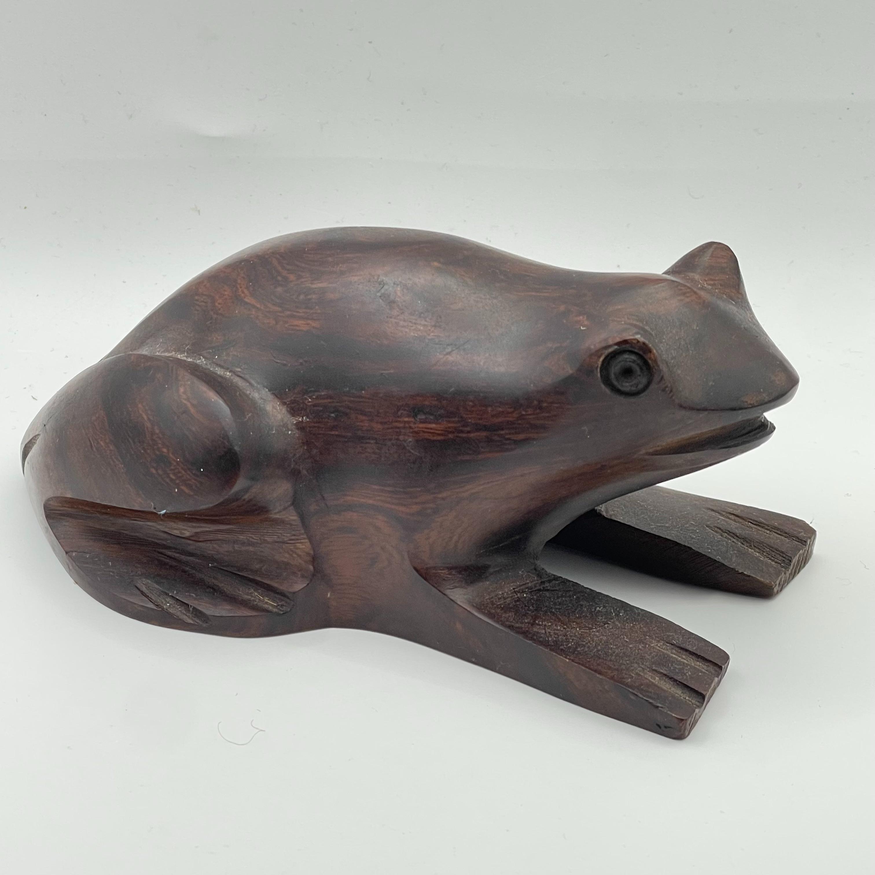 Vintage Ironwood Hand Carved Frog 2.5x5.5"