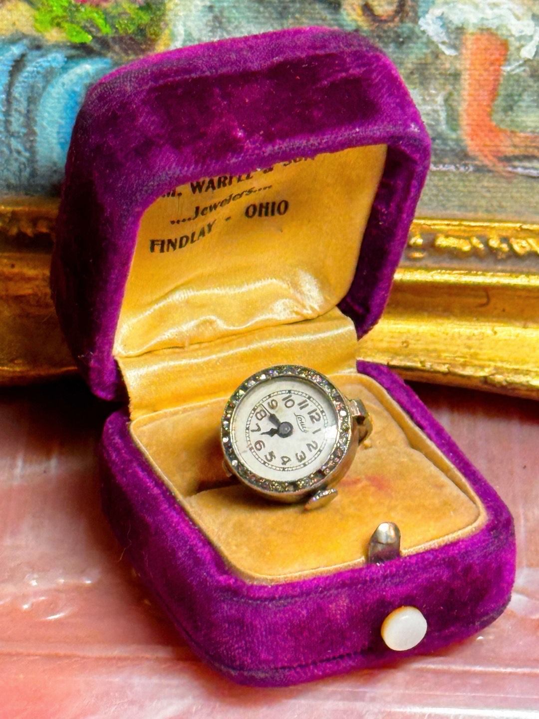 Antique Sterling Silver Watch Ring Sz 5.6