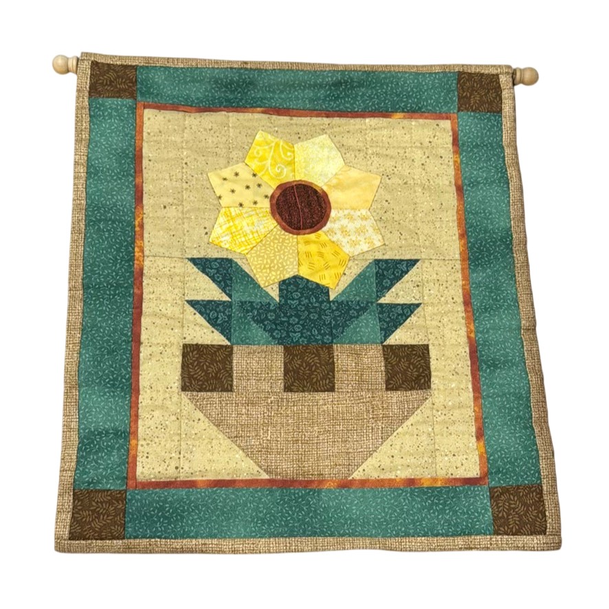 Quilted Wall Hanging - Hands Made By Sue 2002 - Sunflower In A Pot On ...
