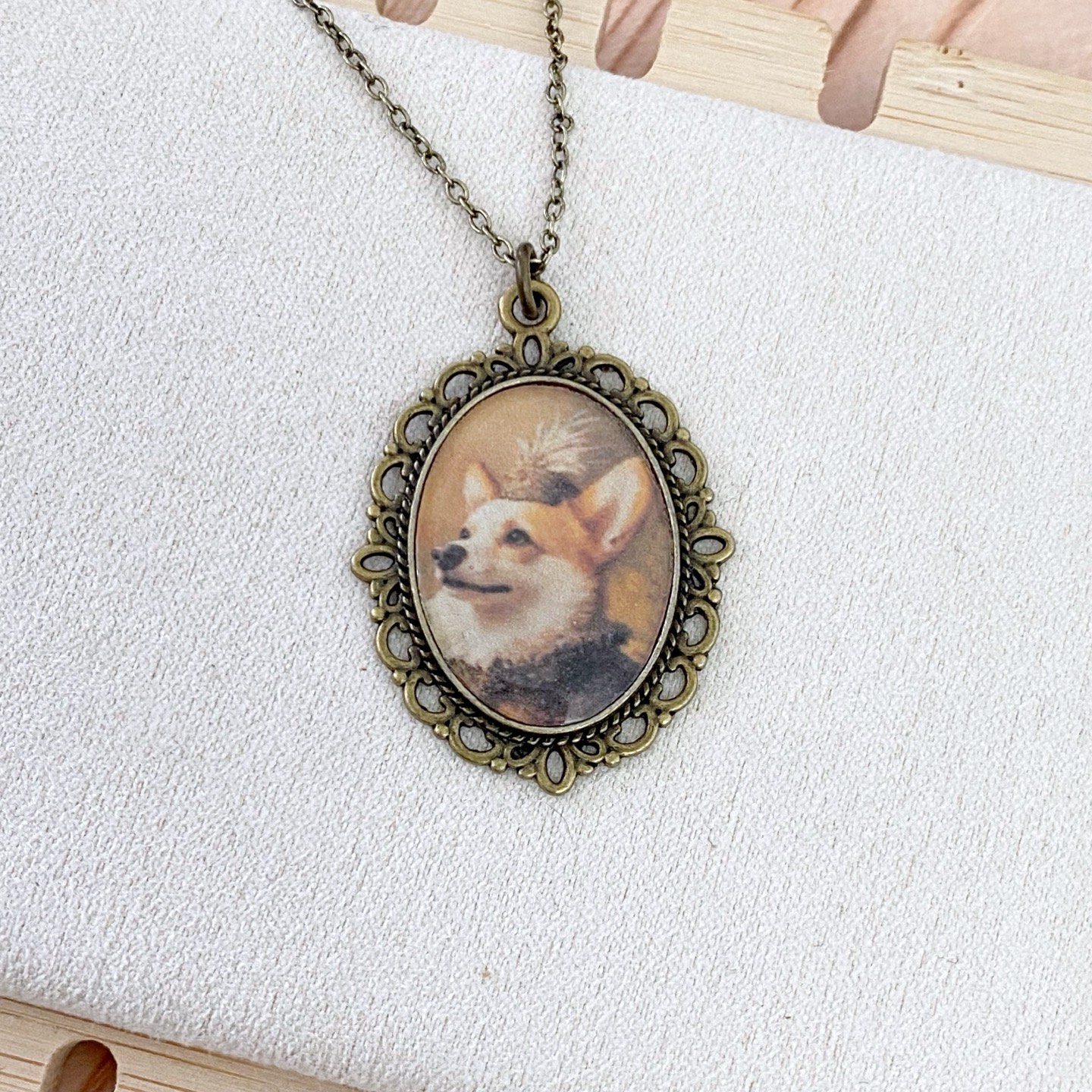 Fancy Corgi Resin Pendant Necklace