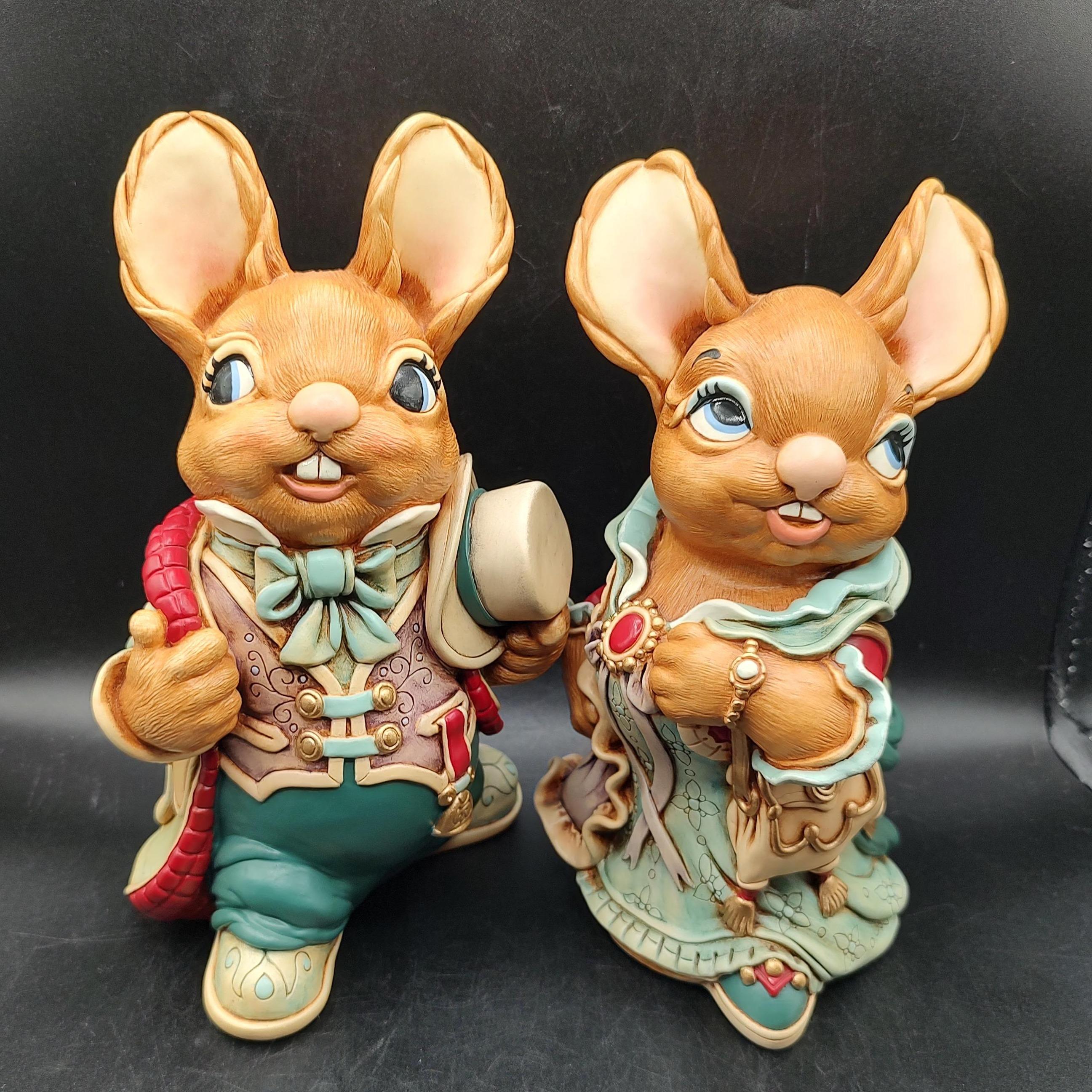 Vtg Pendelfin Uncle Henry And Aunt Ruby Stoneware Rabbit Figurines