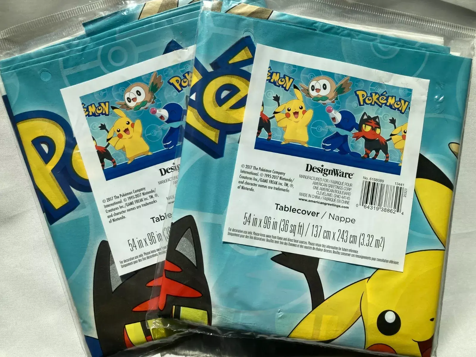 Pokémon Plastic Tablecover/Tablecloth Birthday Party Supplies 54" x 96 ...