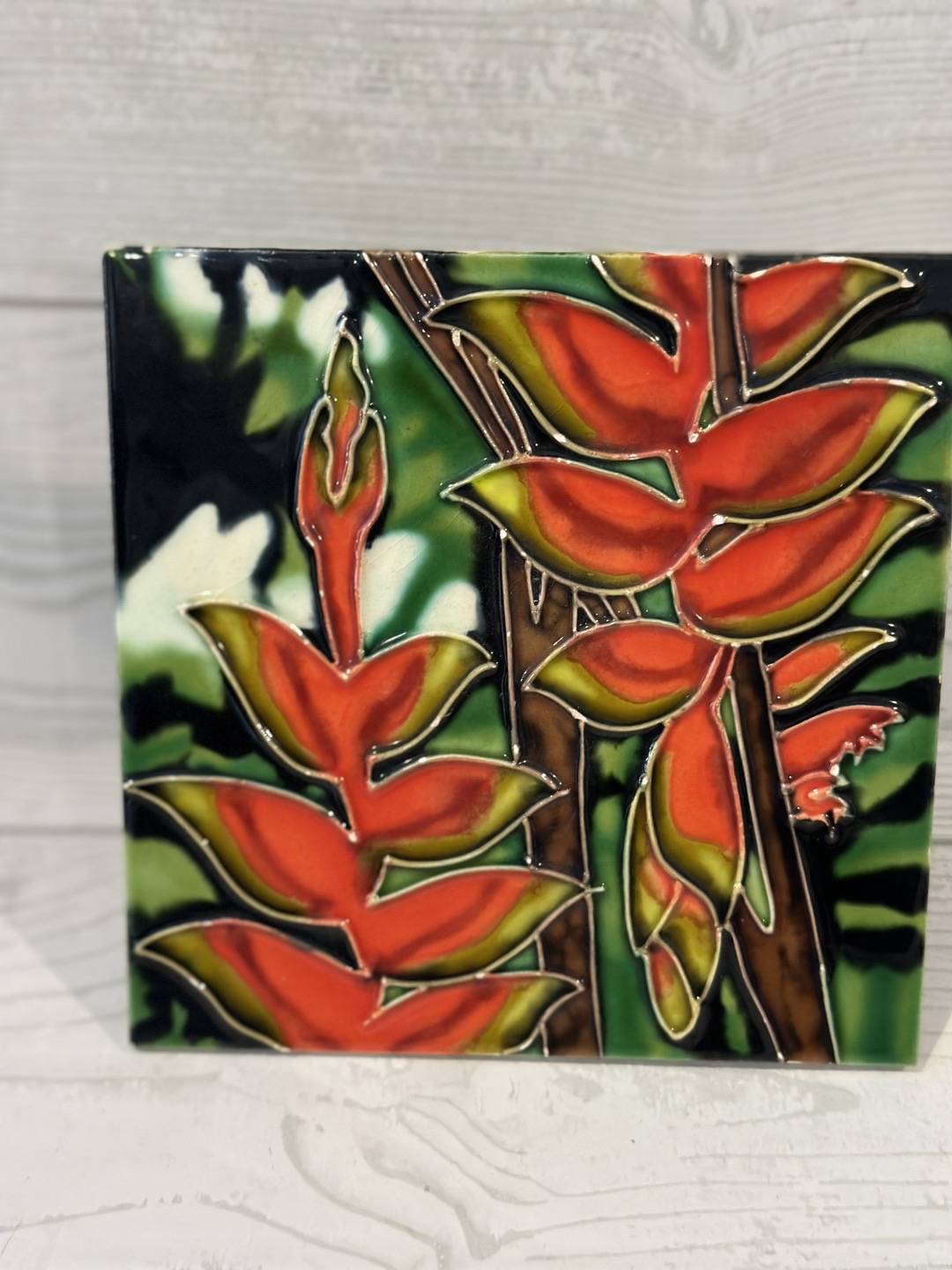 Heliconia Flower Red 6x6 Tile Art Ceramic