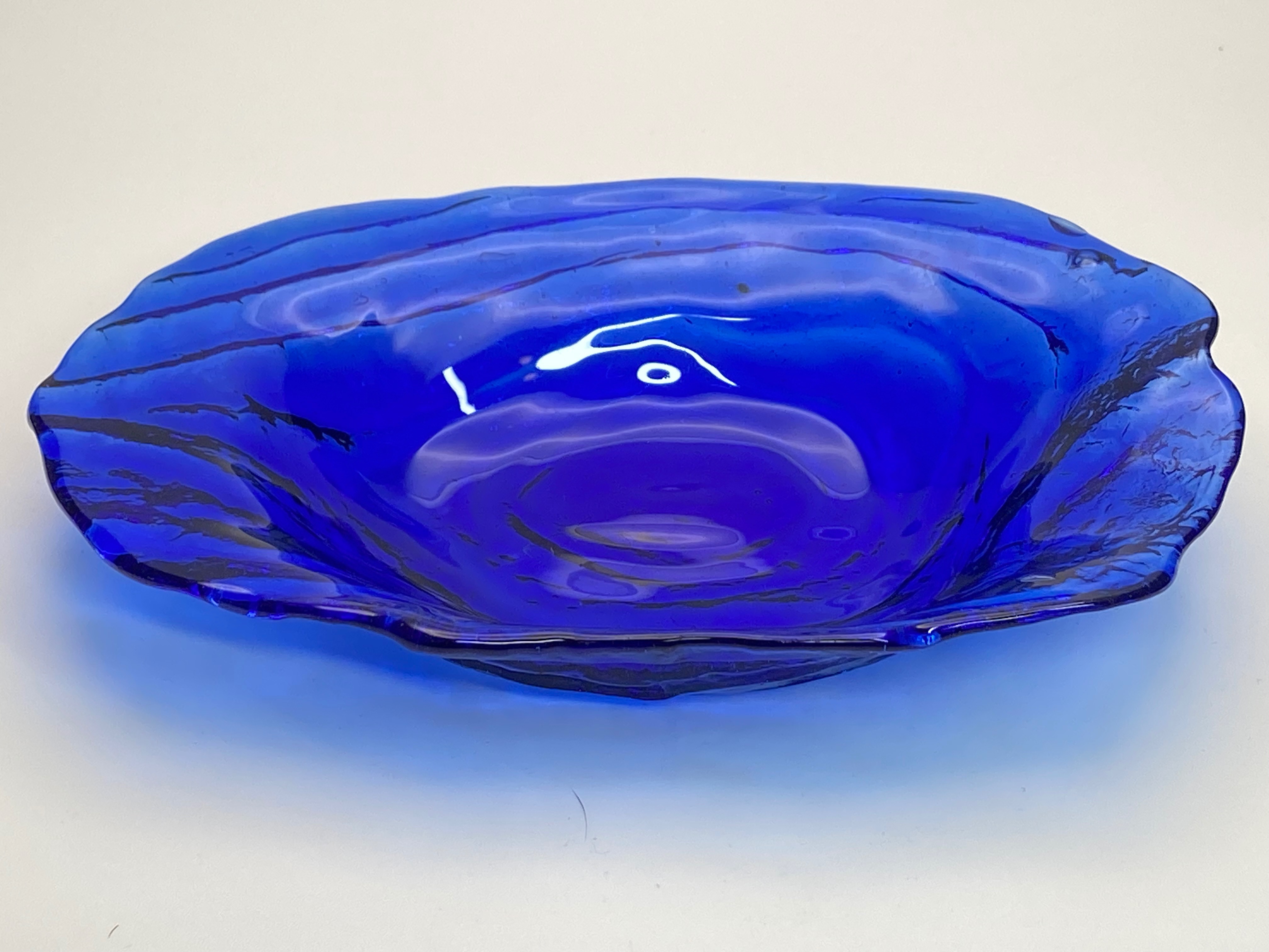 2 Cobalt Blue Glass Dishes (Candy, Trinket, Dessert) 6"