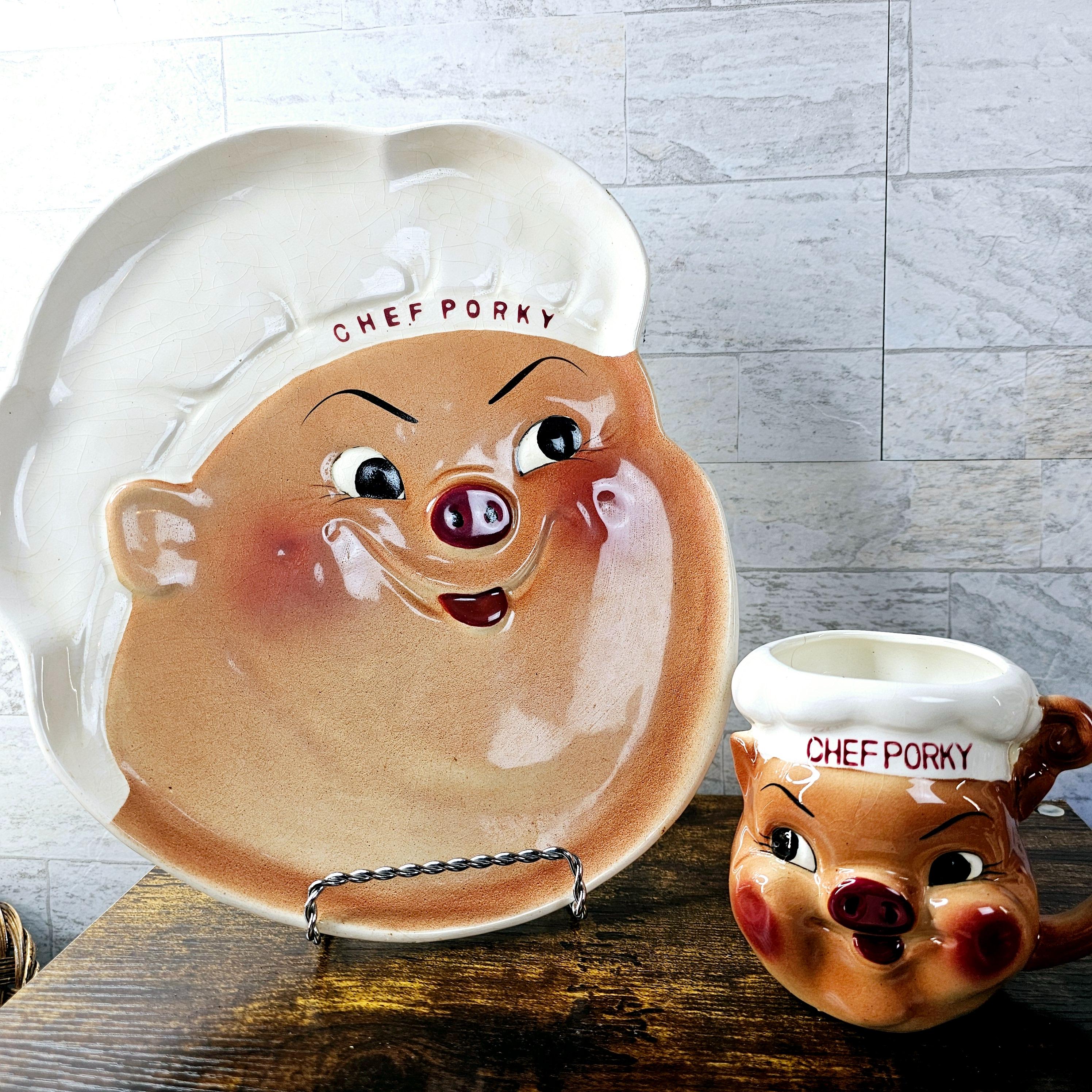 Vintage Chef Porky Platter and Mug Kelvin Exclusives Japan 1959