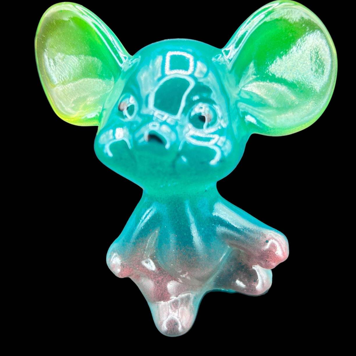 Fenton USA Glass Mouse, Crystal Carnival Tye Dyed - 5148