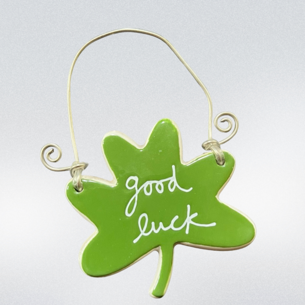 Good Luck St Patrick’s Day Green Shamrock Hanging Plaque Ornament ...