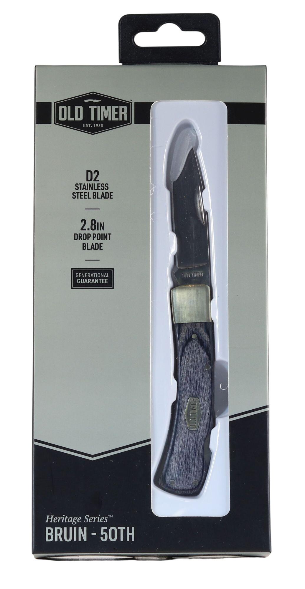 Schrade Old Timer Heritage Series Bruin Lockback D2 Wood Folding Knife ...
