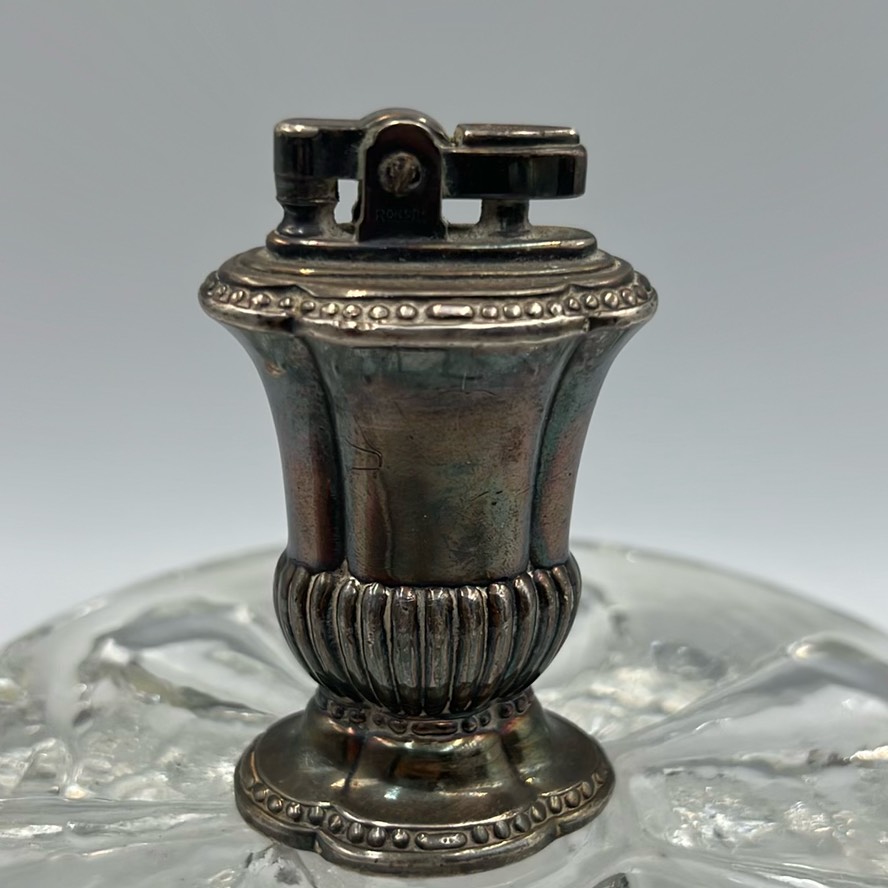 026 Art Deco Ronson Mayfair Silver Plated Table Lighter 3”