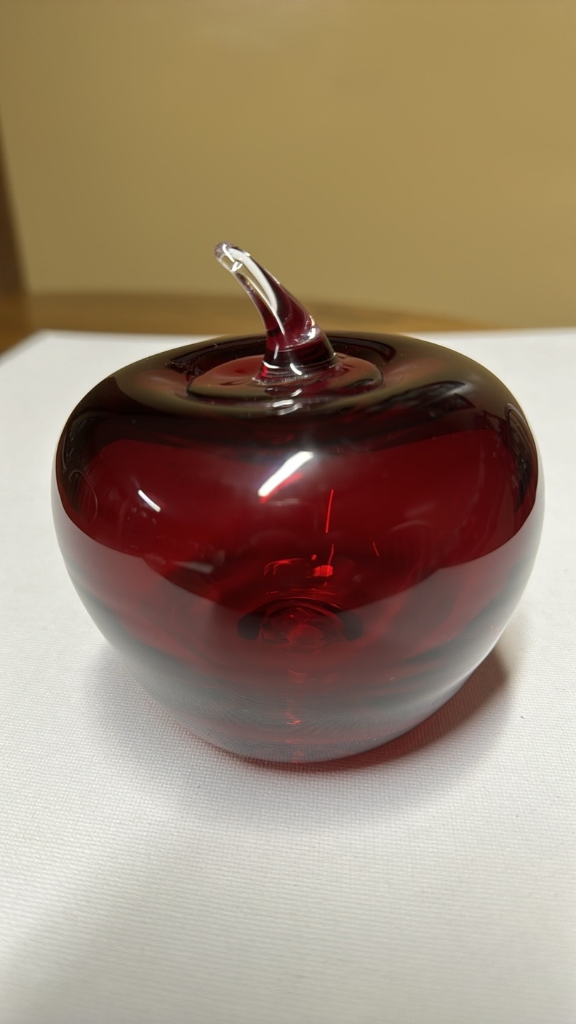 Blenko Glass Apple Deep Red Signed hand blown