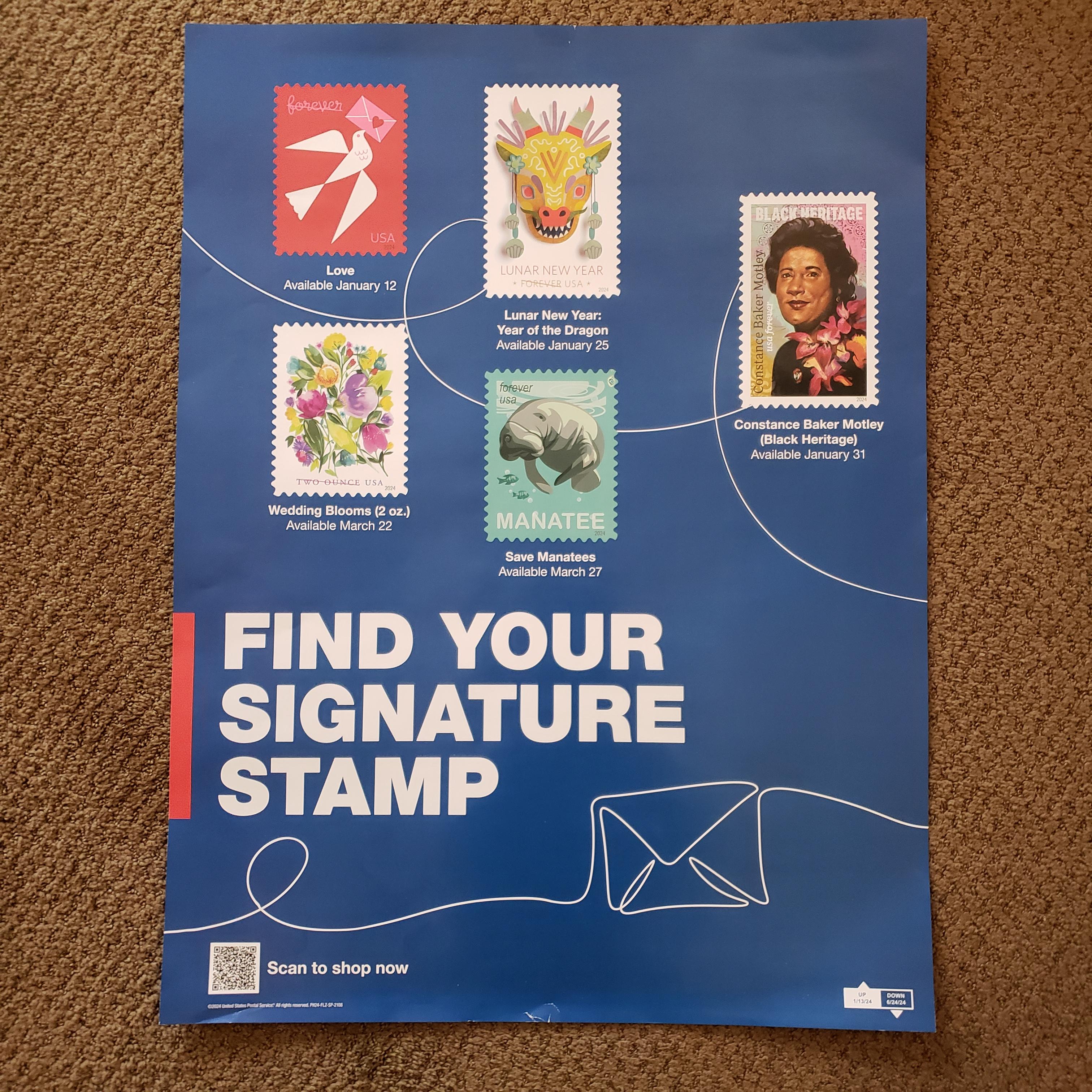 POSTAGE STAMP Advertising Poster USPS 18" X 24" FIND YOUR SIGNATURE ...