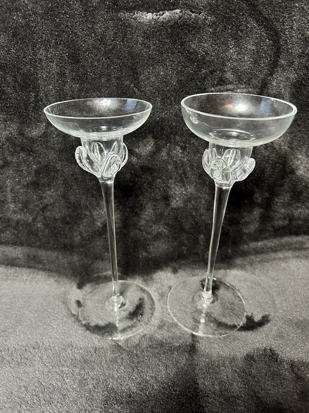 Pair Of Crystal Taper Candle Holders