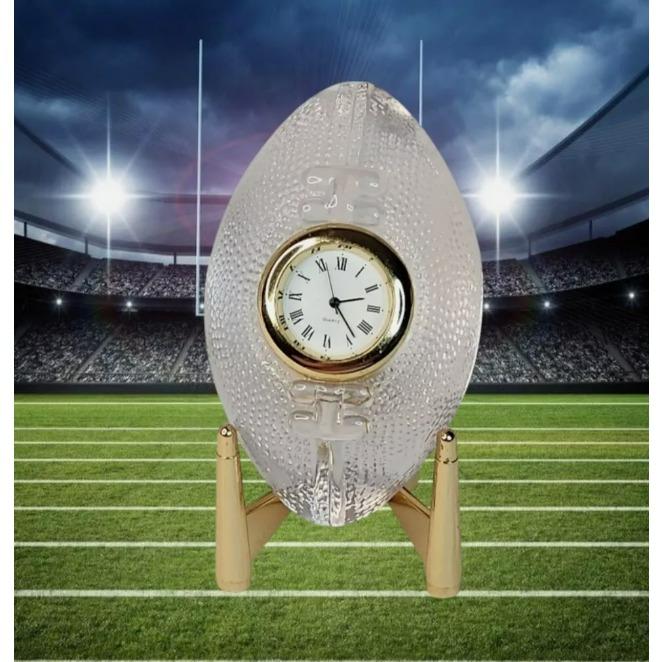 Vintage 24% Lead Crystal Football Clock w/Gold-Toned Display Tee ...