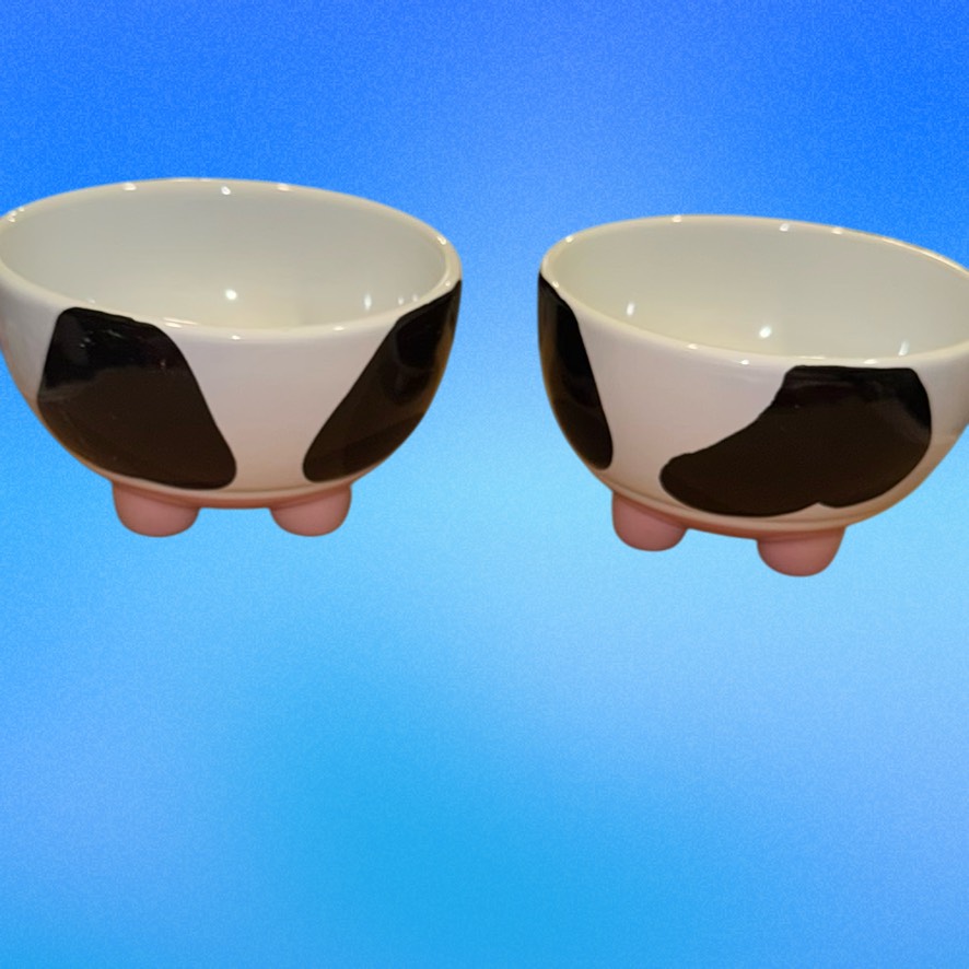 2002 Boston Warehouse Cow With Utter Bowls