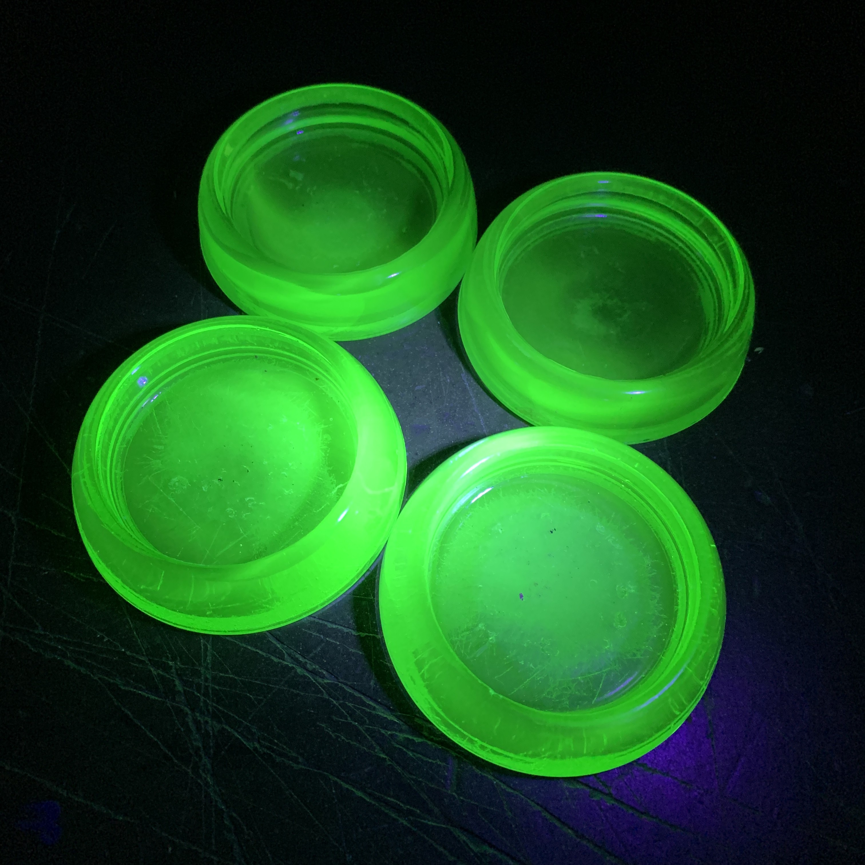 Hazel Atlas Uranium Glass Caster Cups (4)