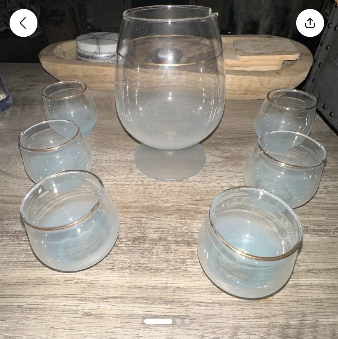 Vintage Blendo Frosted Pale Blue Brandy Snifter Set