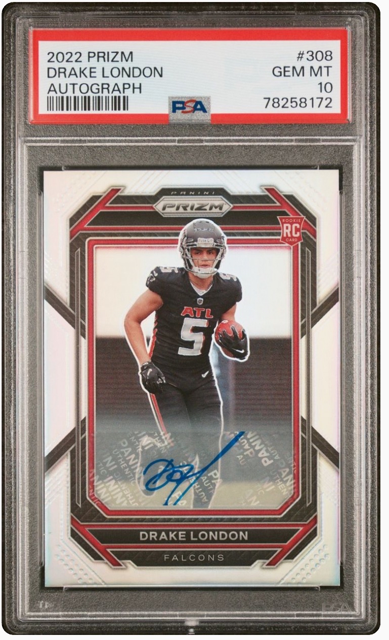 2022 Drake London PSA 10 Silver Prizm Autograph