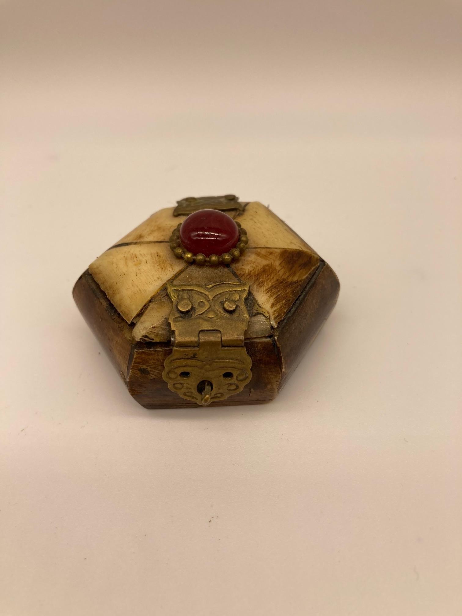 Hexagon Bone Trinket Box India Oriental