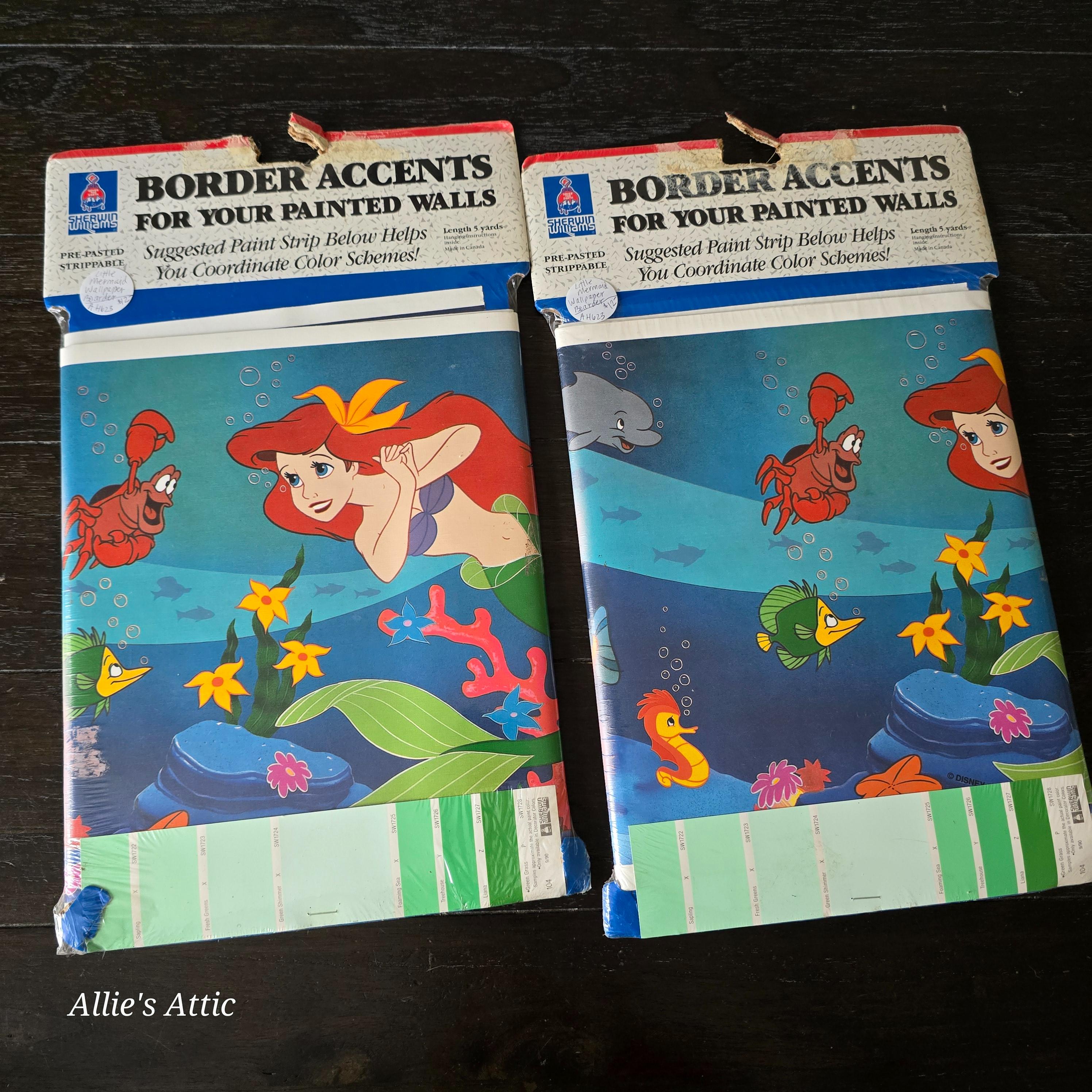 90s Disney Little Mermaid Ariel Prepasted Wallpaper Border Kids Room ...