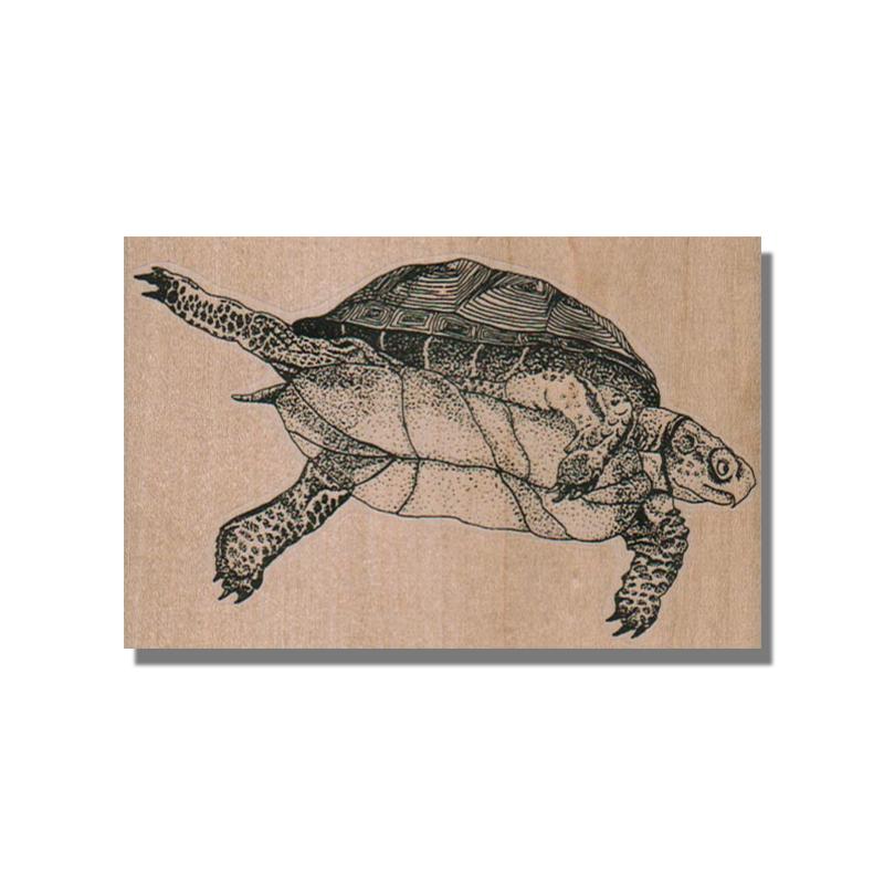 Large Swimming Turtle Rubber Stamp