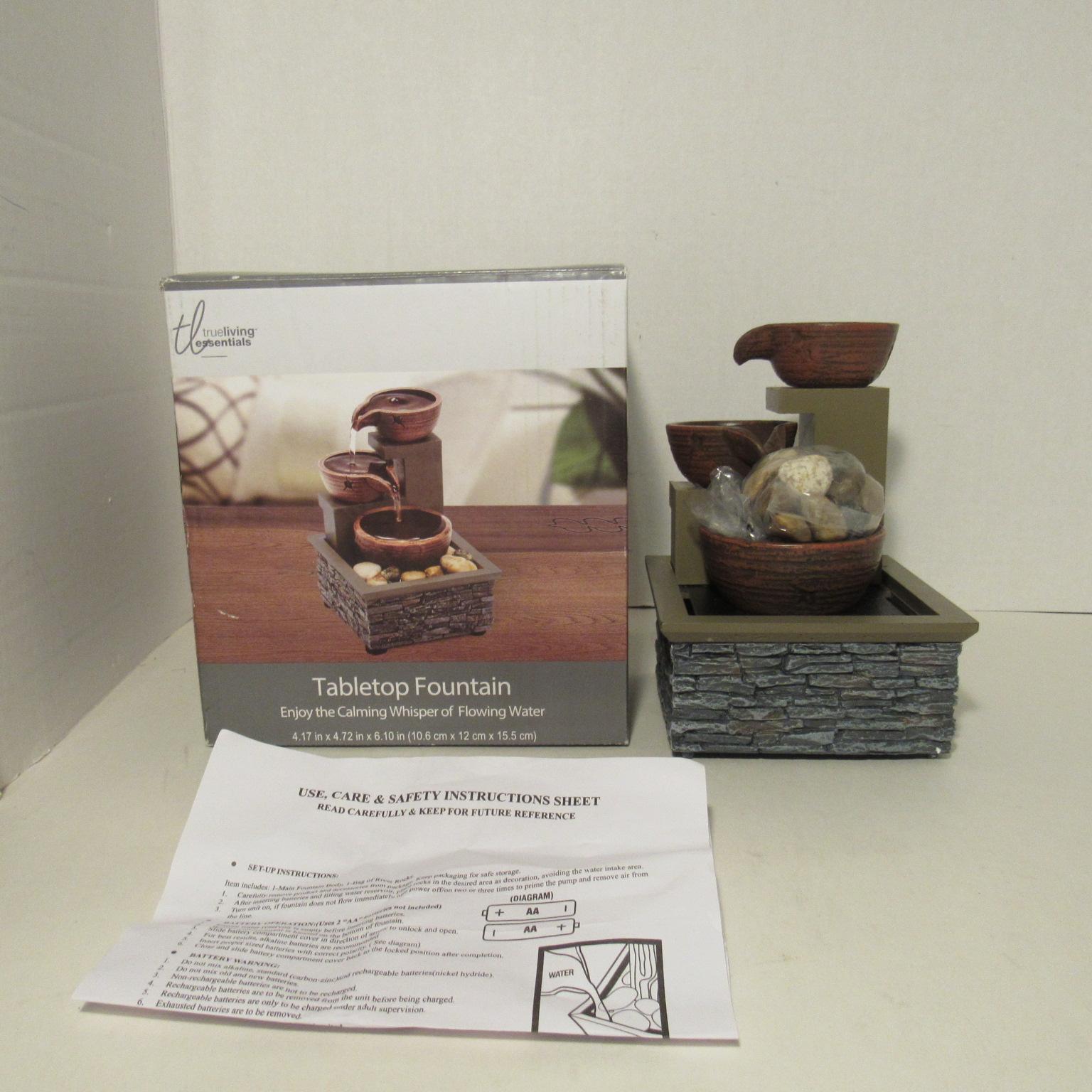 True Living Essentials TABLETOP FOUNTAIN Calming Whisper of Flowing ...