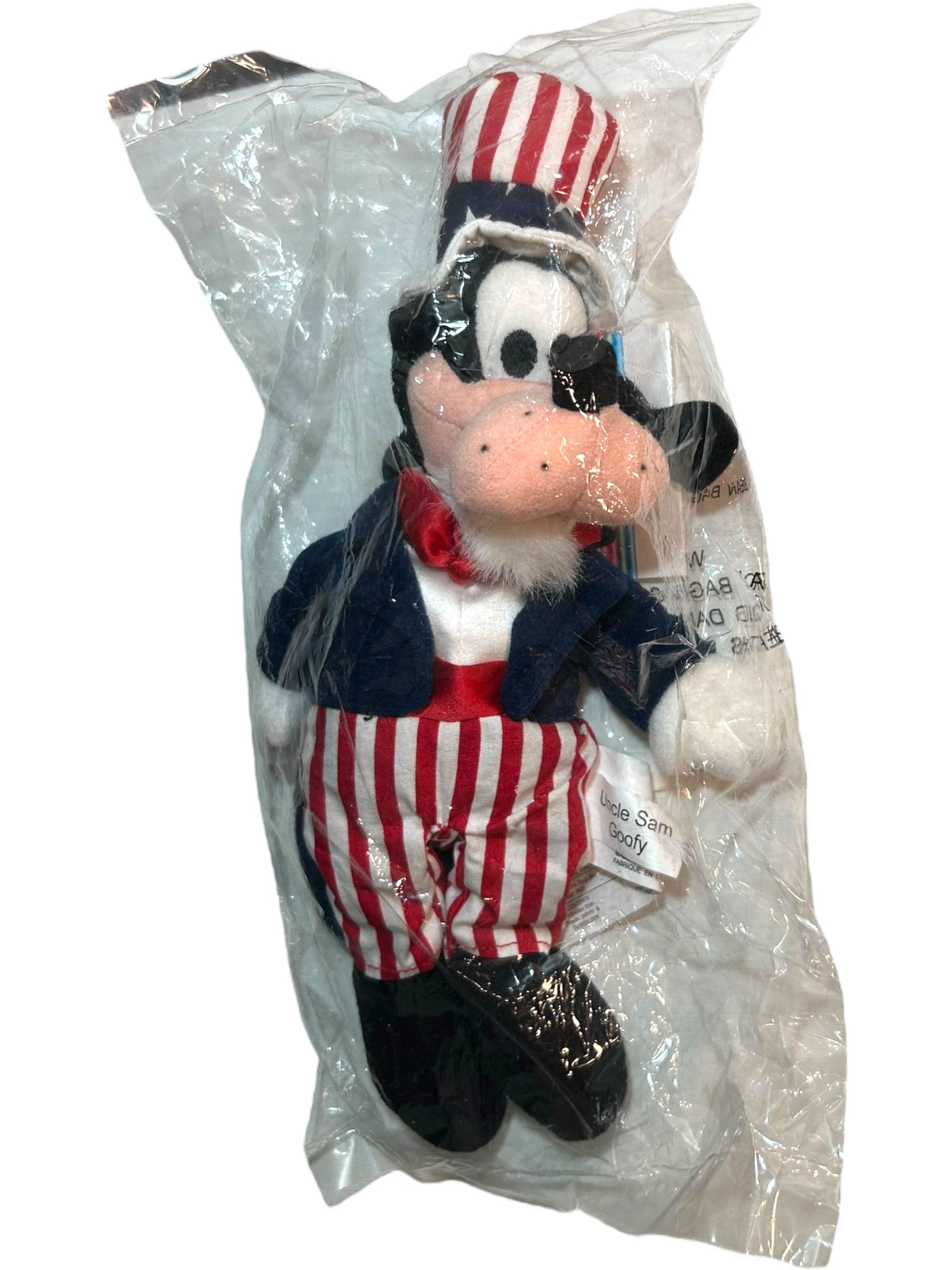 Disney Store Bean Bag Plush Uncle Sam Goofy New In Bag