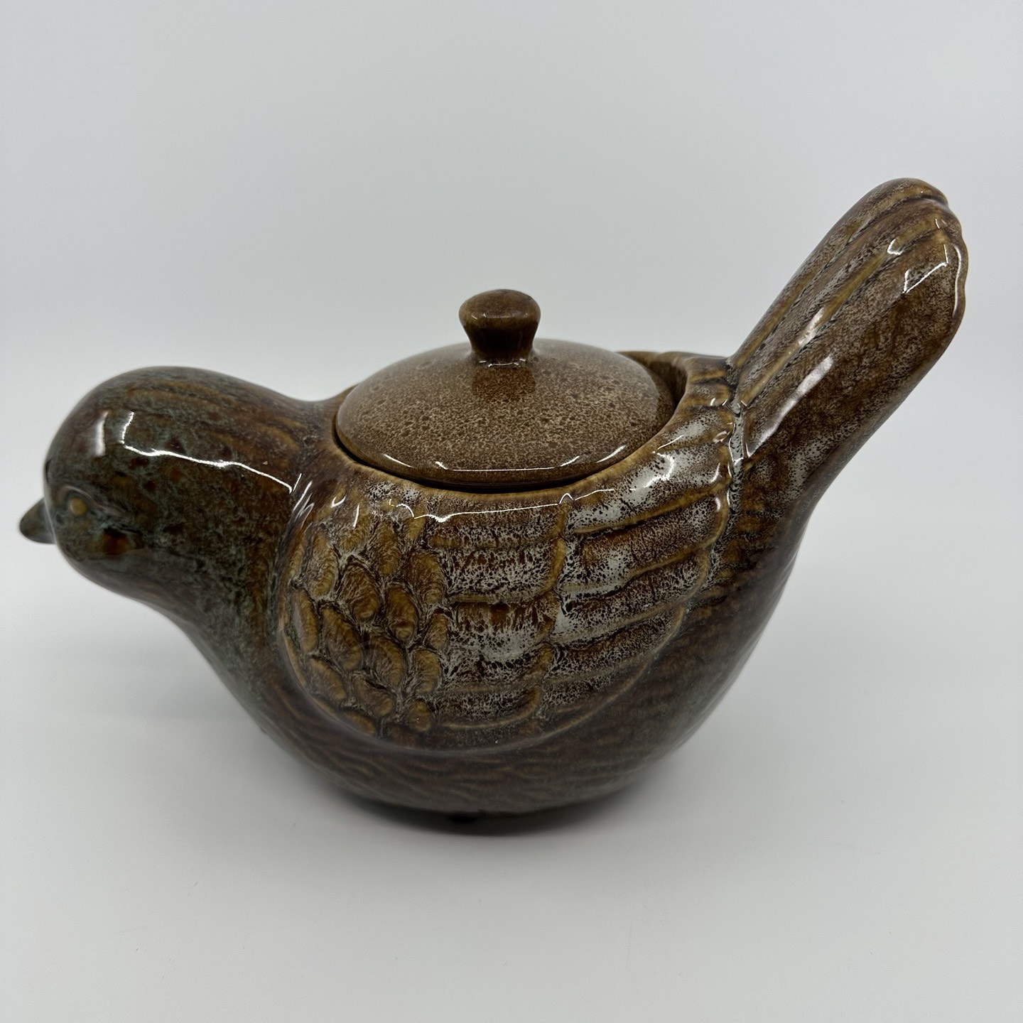 Ceramic Glazed Bird Salt Cellar Or Sugar Bowl